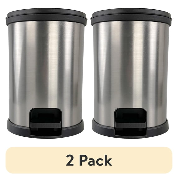 (2 pack) Bathroom Trash Can, 1.5 Gallon, Plastic Round Step Garbage Bin ...