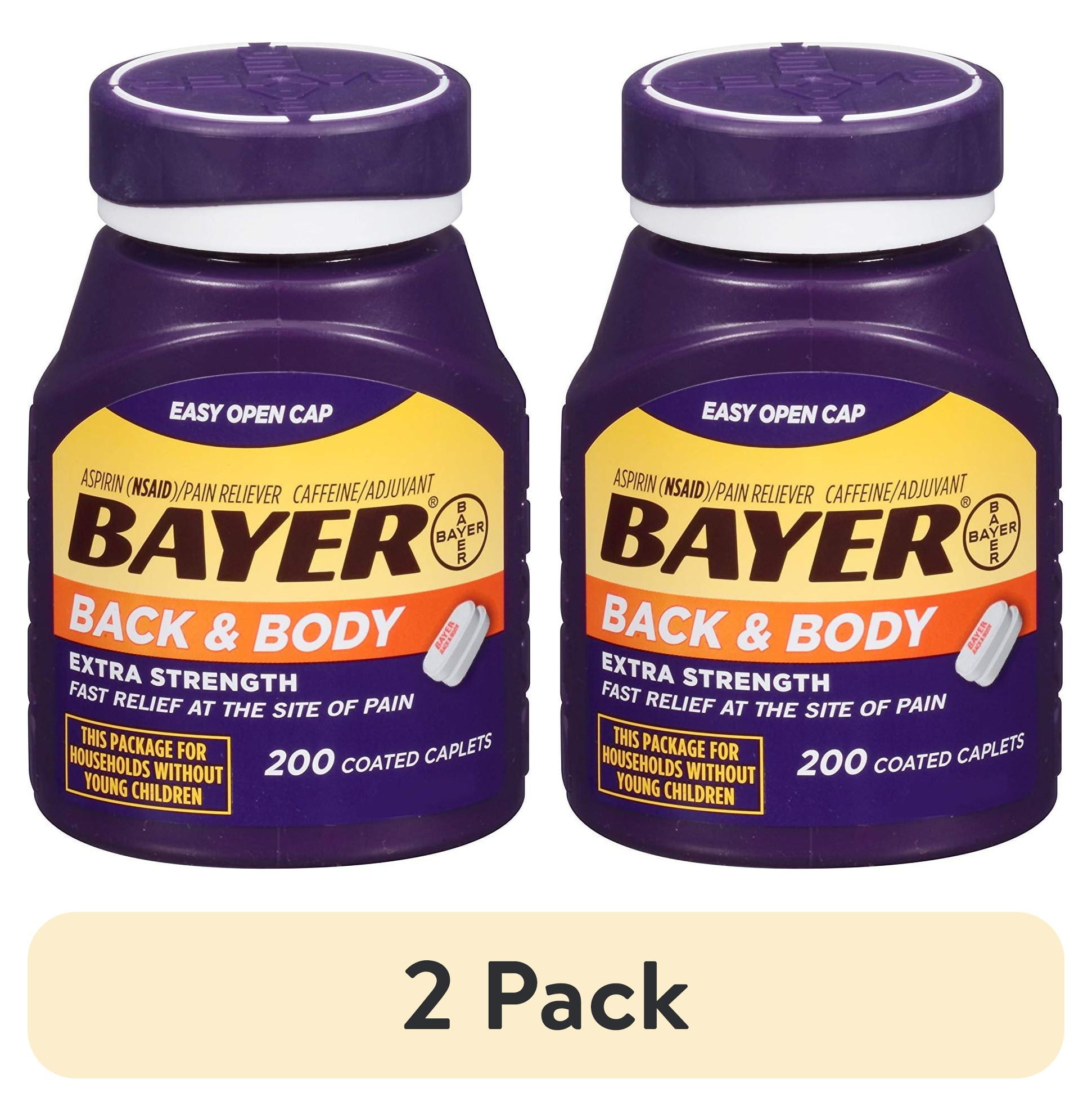 (2 pack) Bayer Aspirin, Back & Body, 500 mg, Coated Tablets, 200 count ...