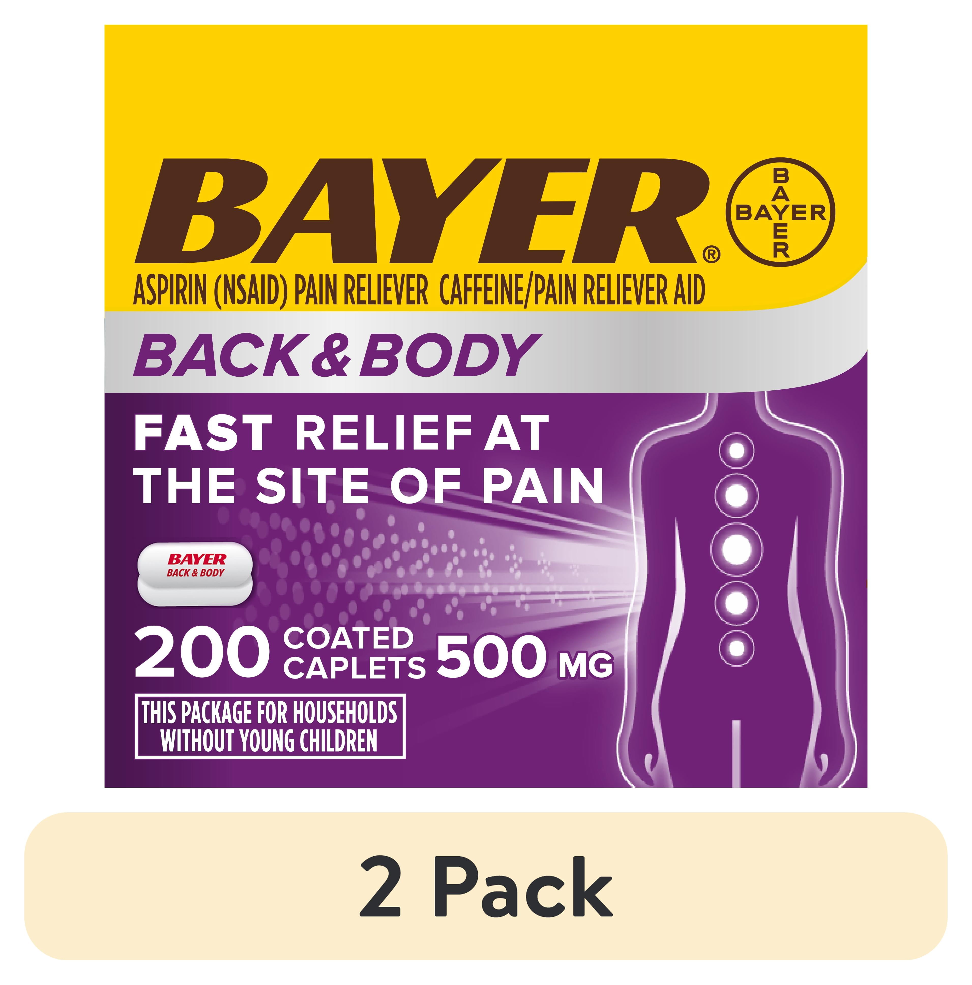 (2 pack) Bayer Back and Body Extra Strength Aspirin 500 mg, Pain ...