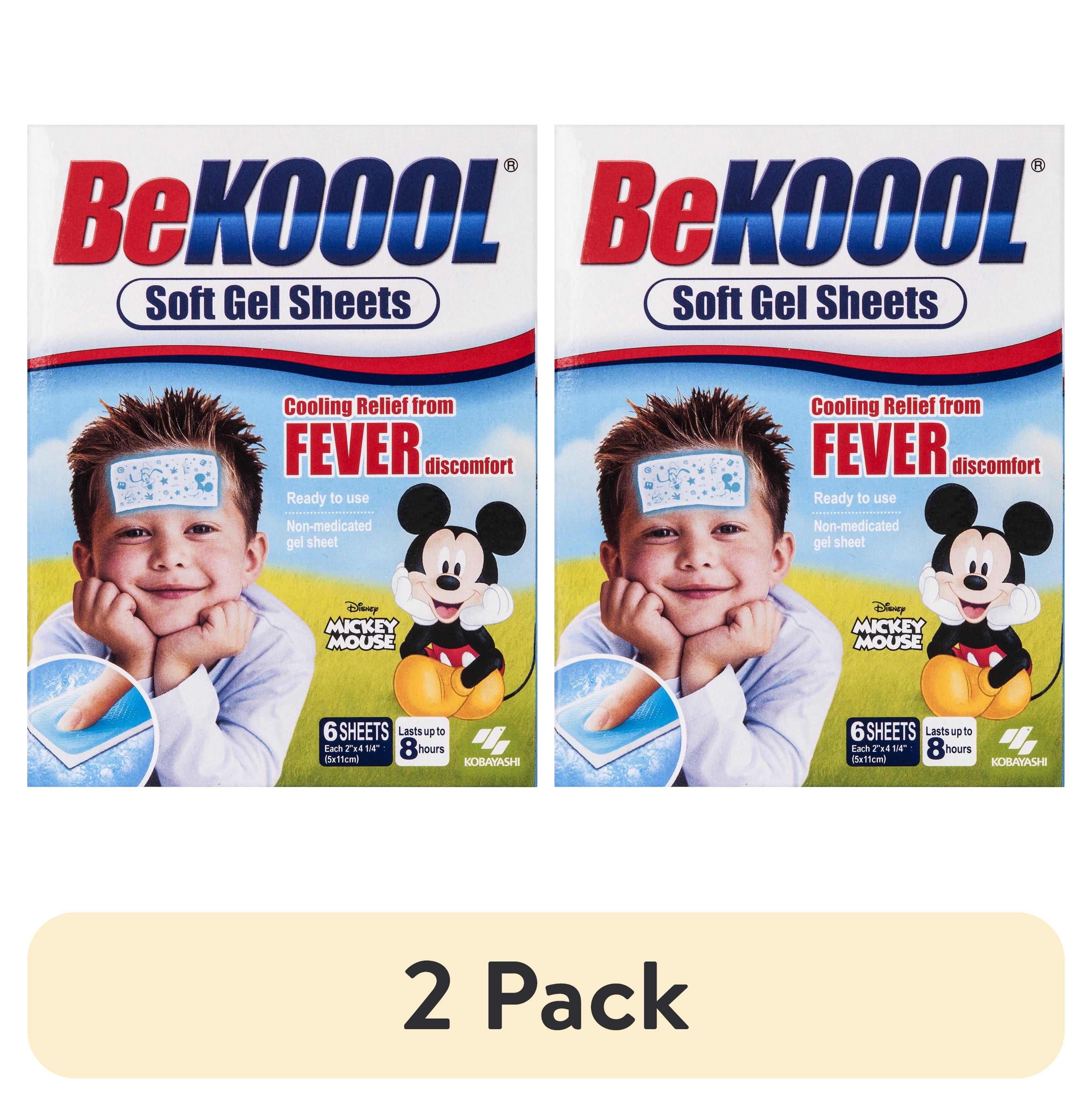(2 pack) BeKoool Kids Cooling Gel Sheets Non Medicated, Fever Relief, 6 ...