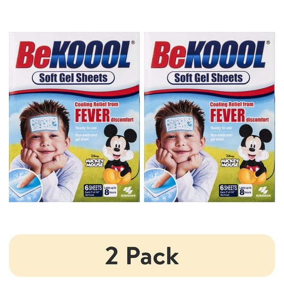 (2 pack) BeKoool Kids Cooling Gel Sheets Non Medicated, Fever Relief, 6 ...