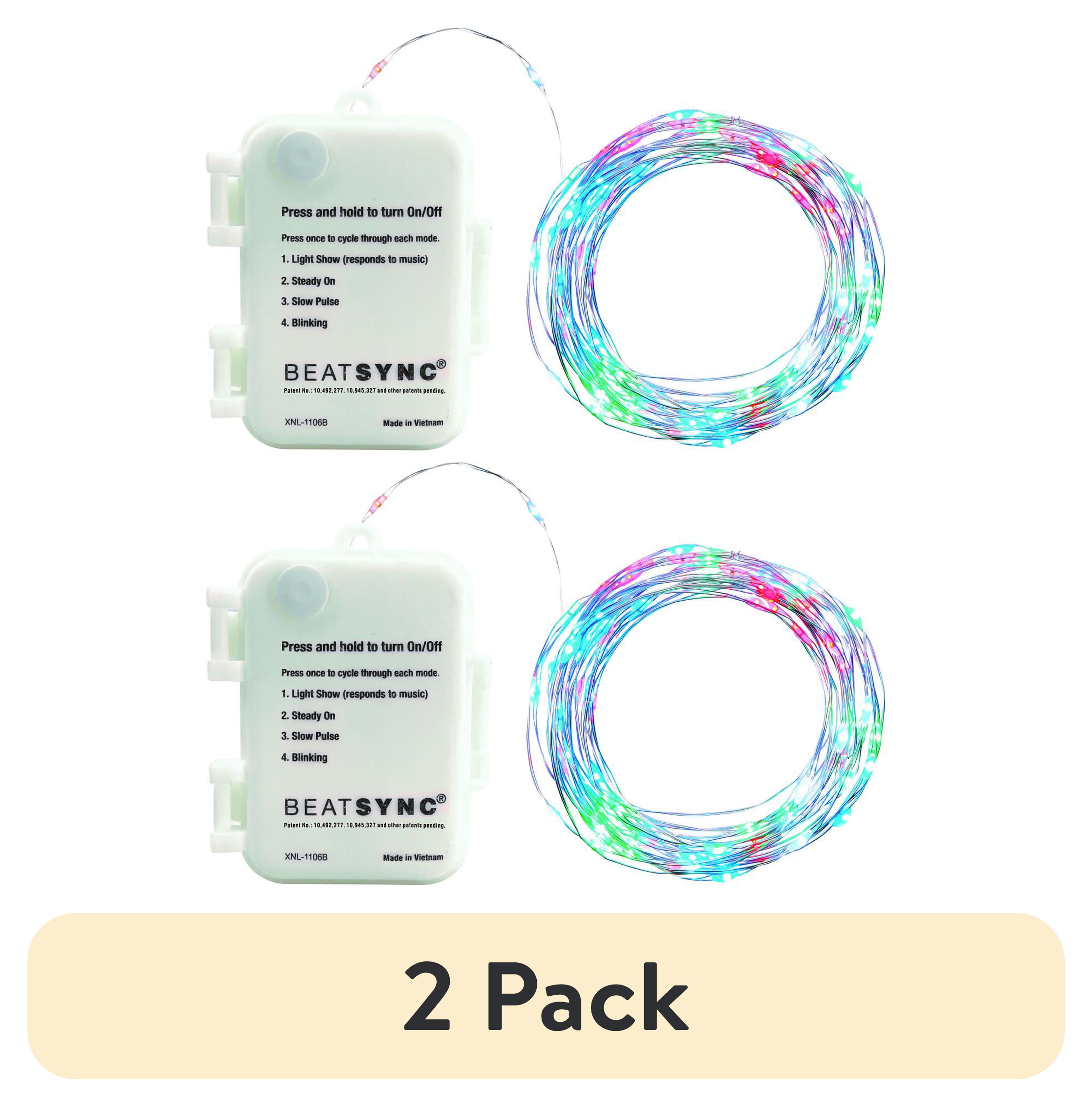 (2 pack) Beatsync Christmas 50 Count Multi-Color LED String Lights Sets ...
