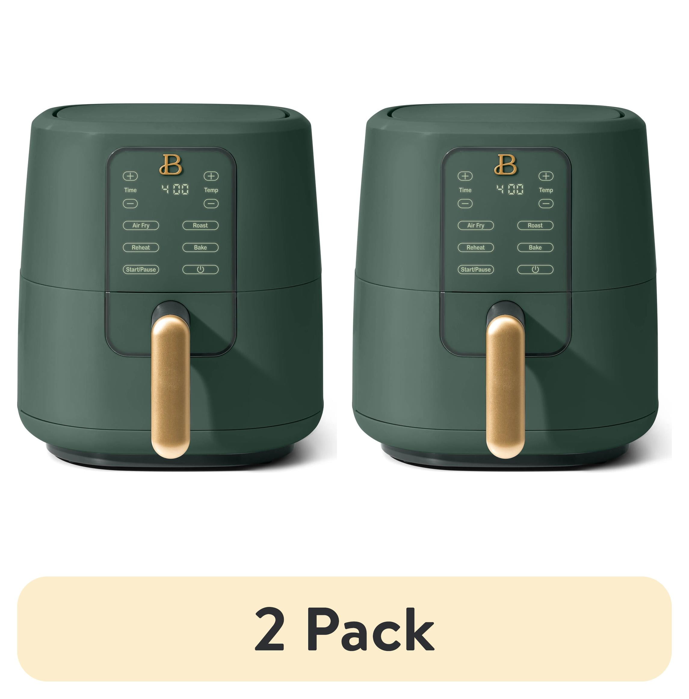 (2 pack) Beautiful 3 Qt Air Fryer with TurboCrisp Technology, Thyme Green by Drew Barrymore ...