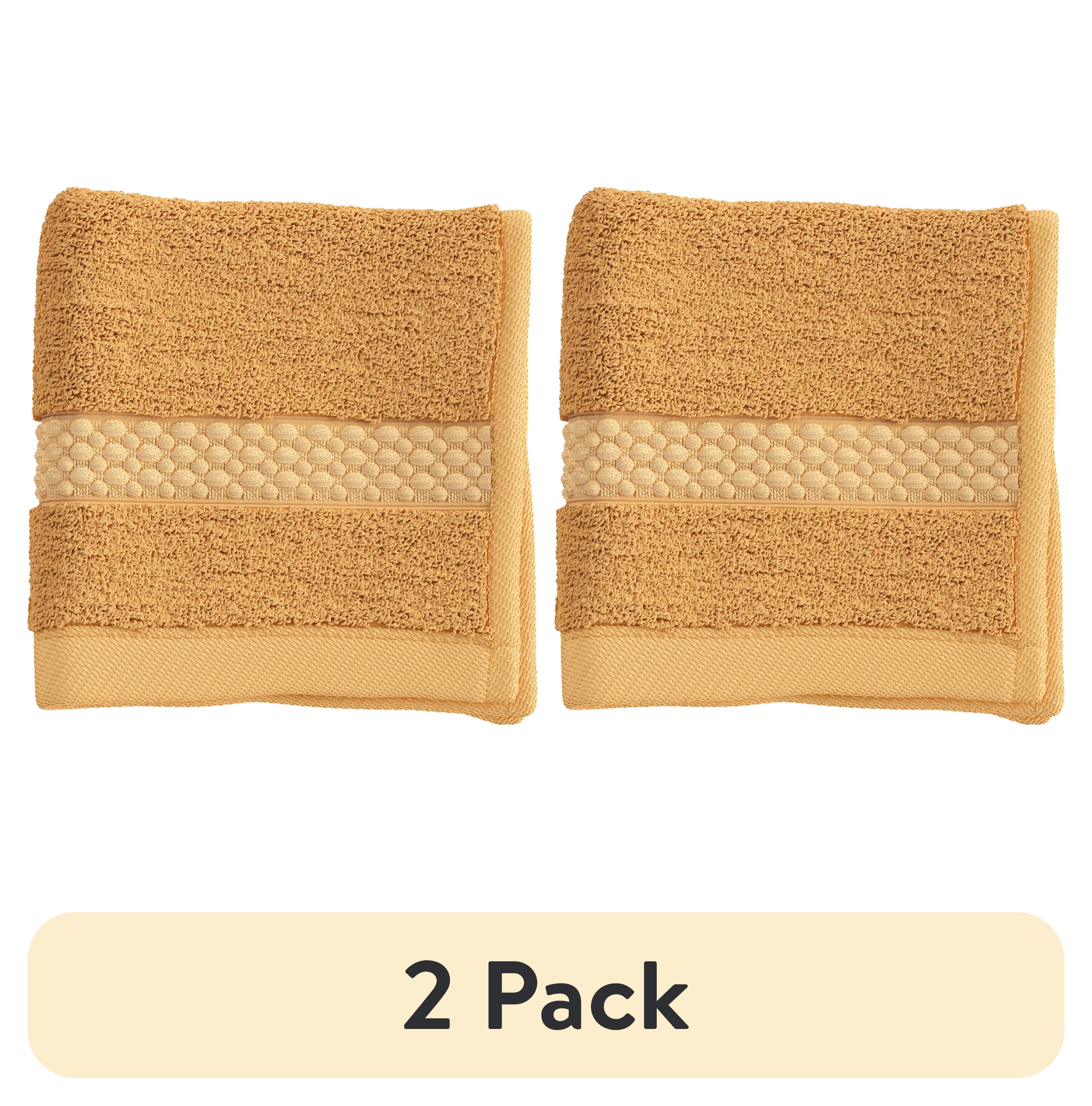 (2 pack) Beautiful Dobby Wash Towel, 13" x 13", Amber Yellow by Drew ...