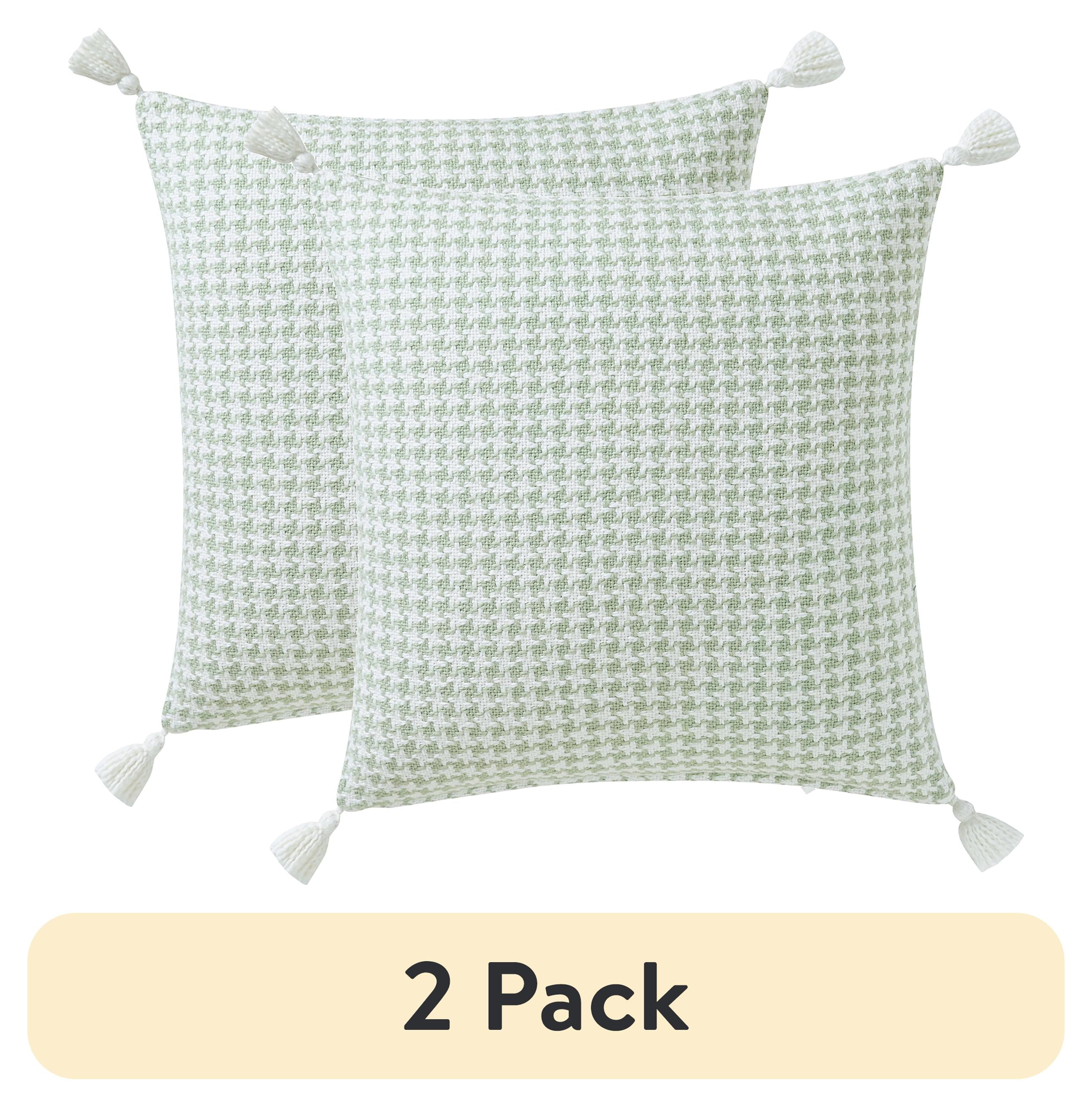 (2 pack) Beautiful Tonal Houndstooth Cotton Decorative Pillow with ...