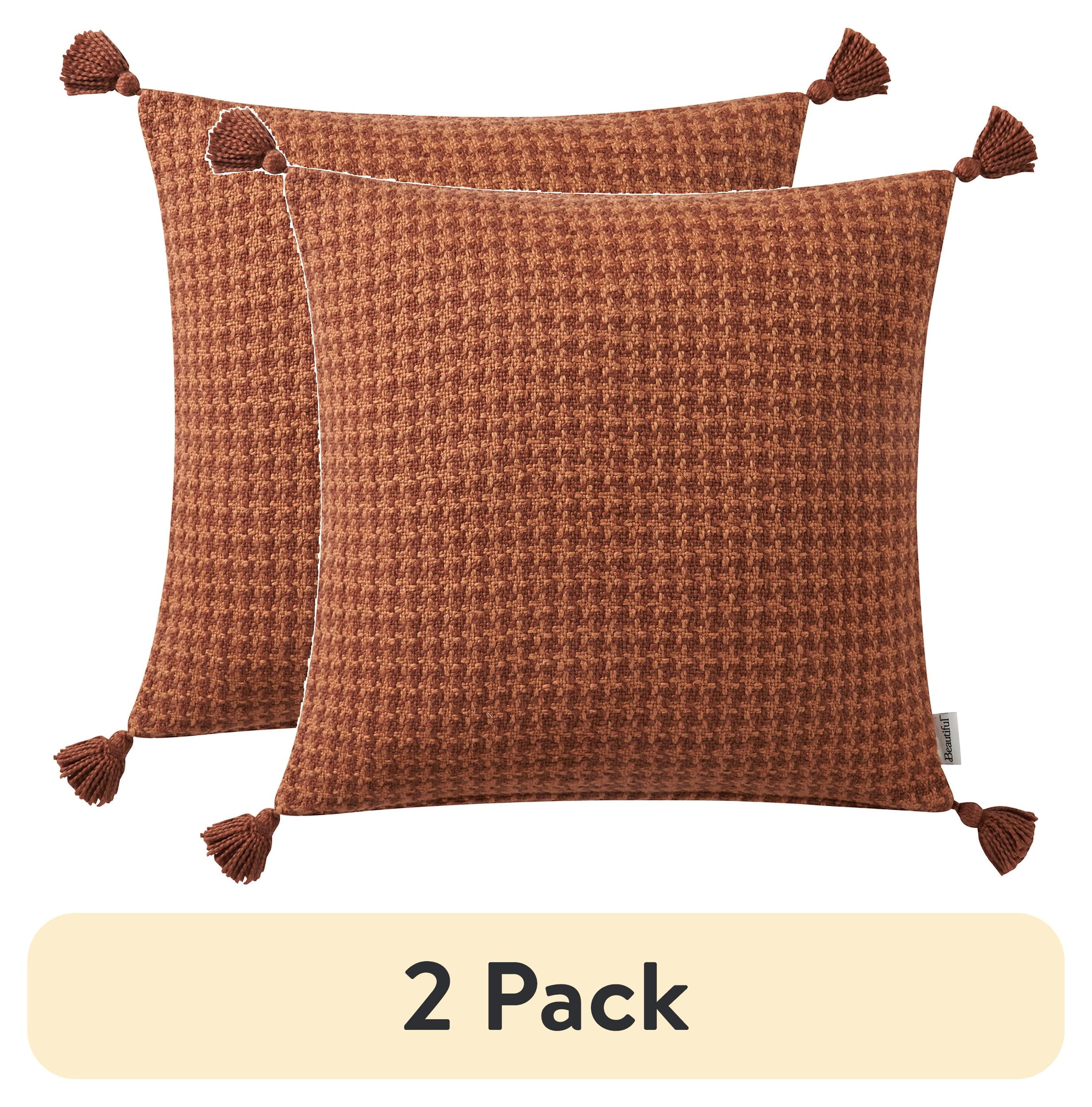 (2 pack) Beautiful Tonal Houndstooth Cotton Slub Decorative Pillow with ...