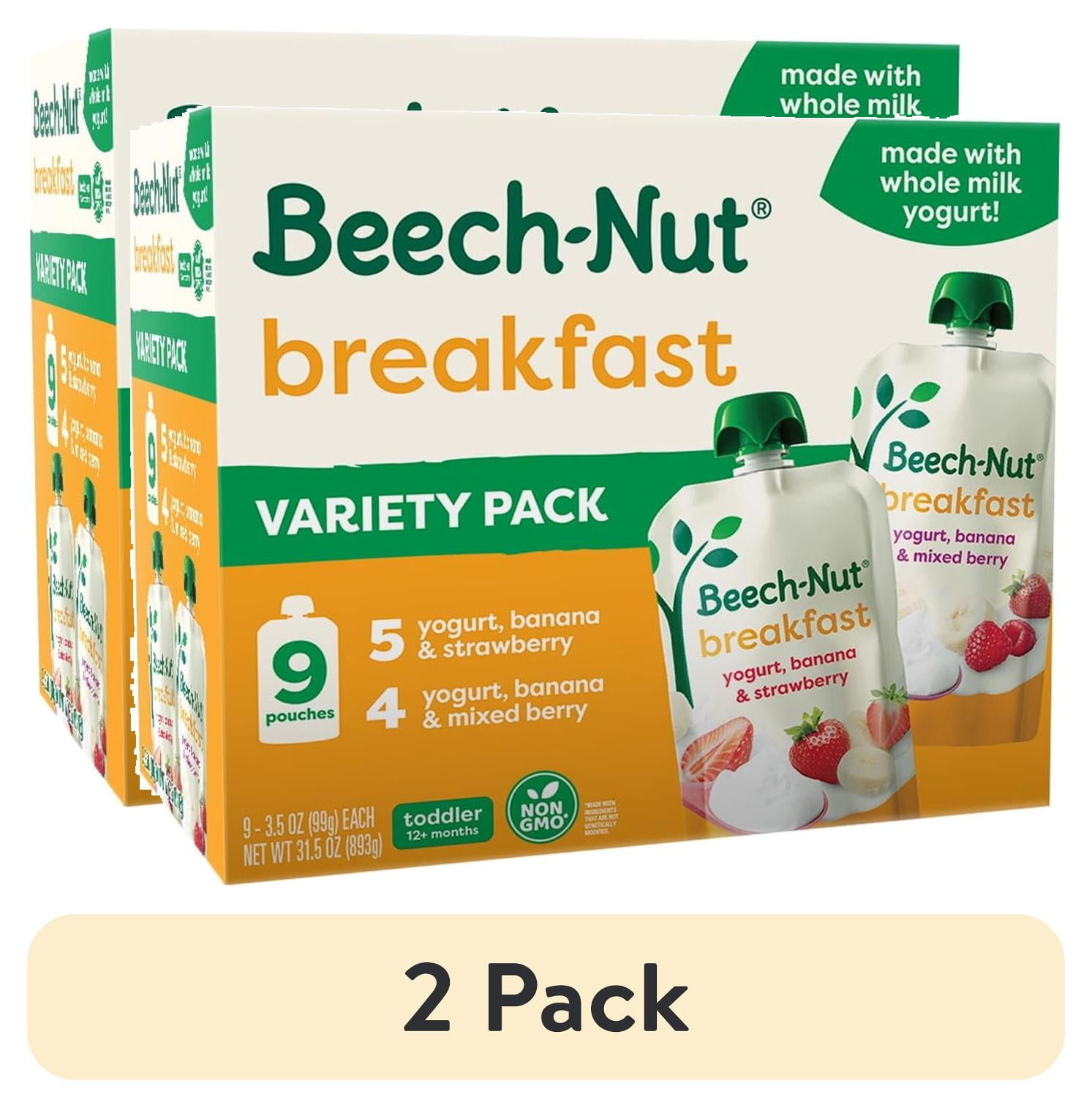 (2 pack) Beech-Nut Fruit & Yogurt Baby Food Pouches, Breakfast Variety ...