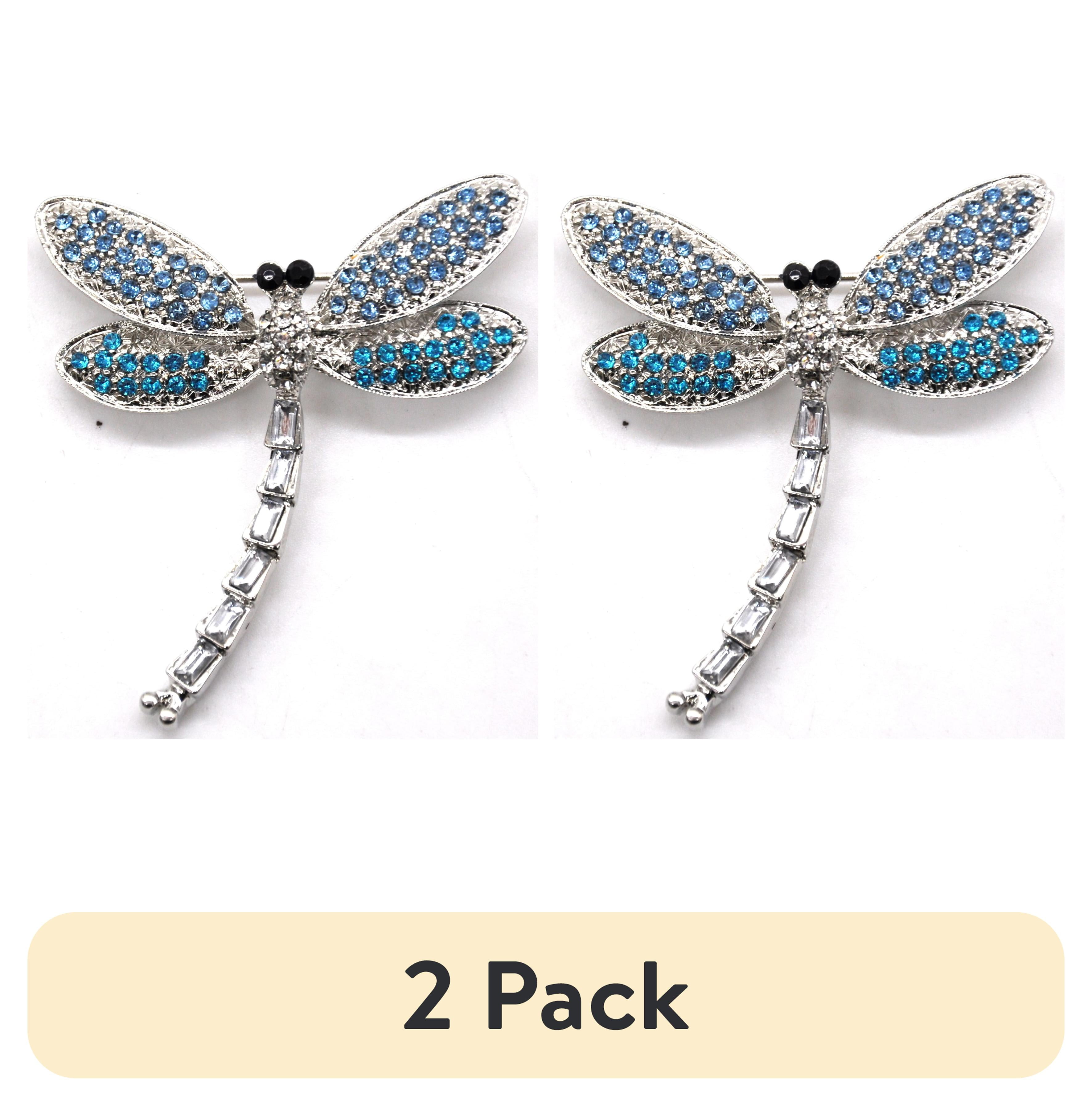 (2 pack) Belagio Rhinestone Dragonfly Brooch; Blue, Sewing Fasteners, 1 ...