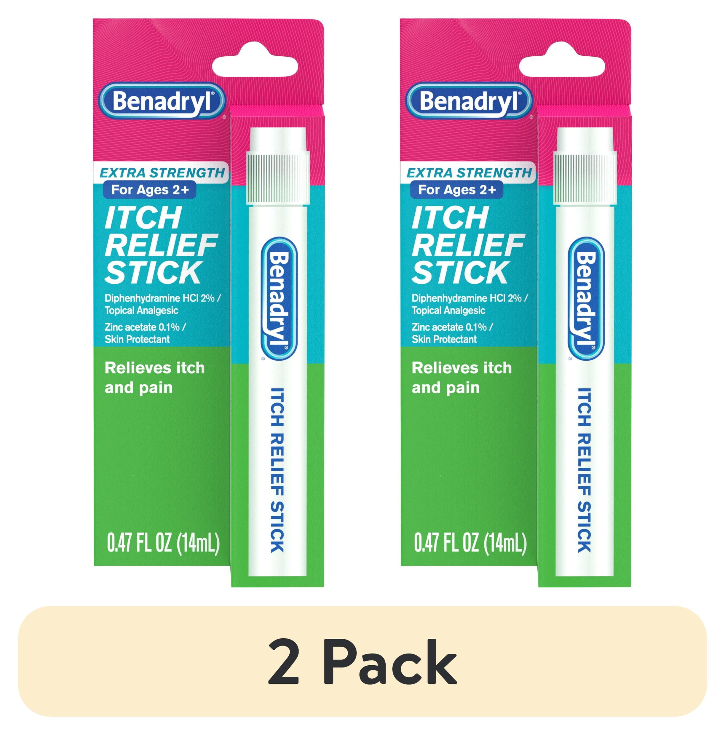 (2 pack) Benadryl Extra Strength Itch Relief Stick, Travel Size, 0.47 ...