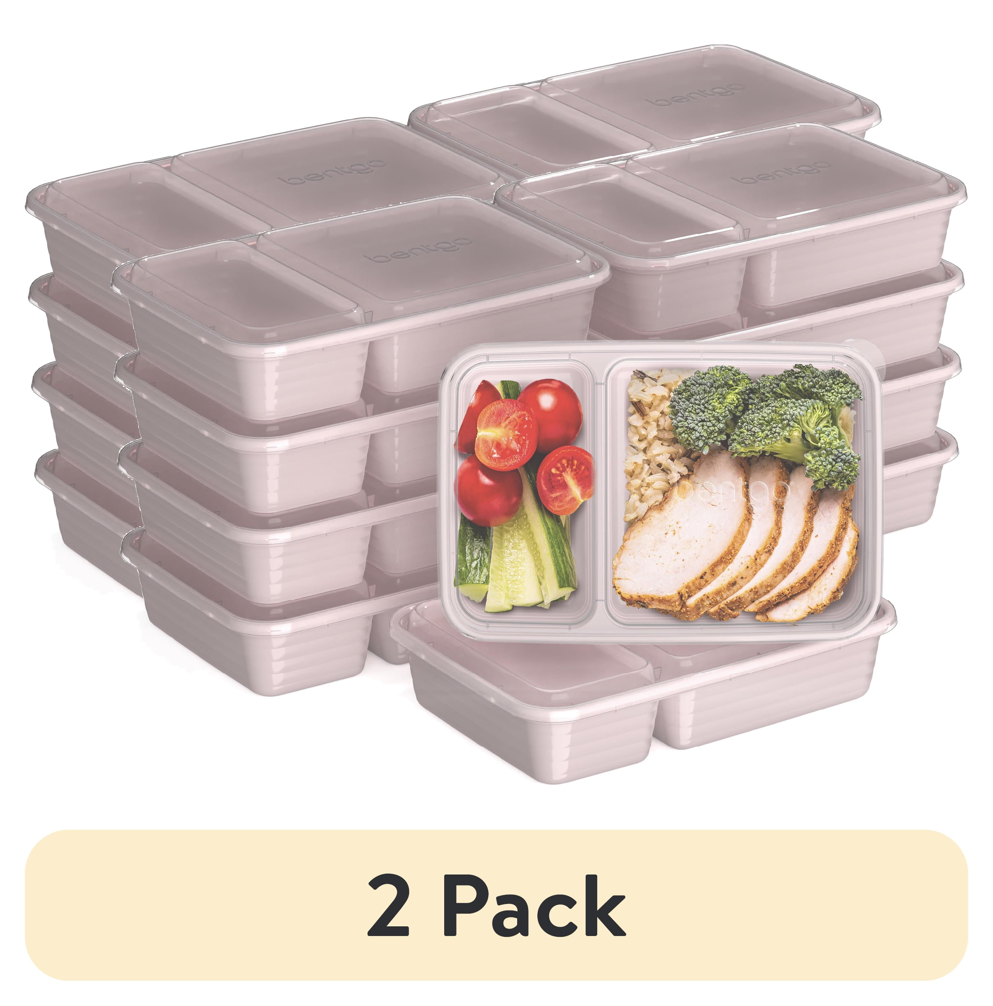 (2 pack) Bentgo® Prep 2-Compartment Containers - 20-Piece Meal Prep Kit ...
