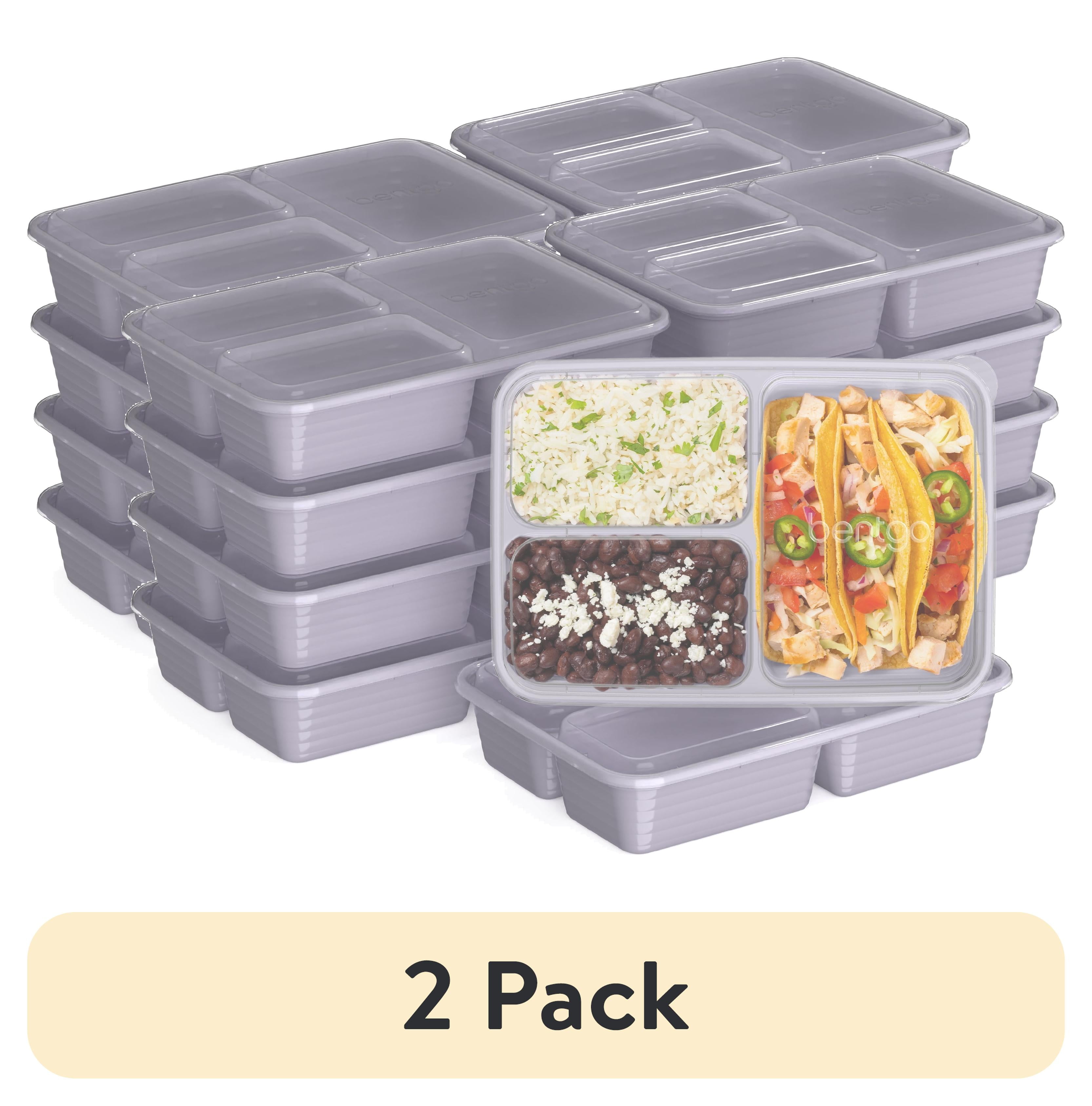 (2 pack) Bentgo® Prep 3-Compartment Containers - 20-Piece Meal Prep Kit ...
