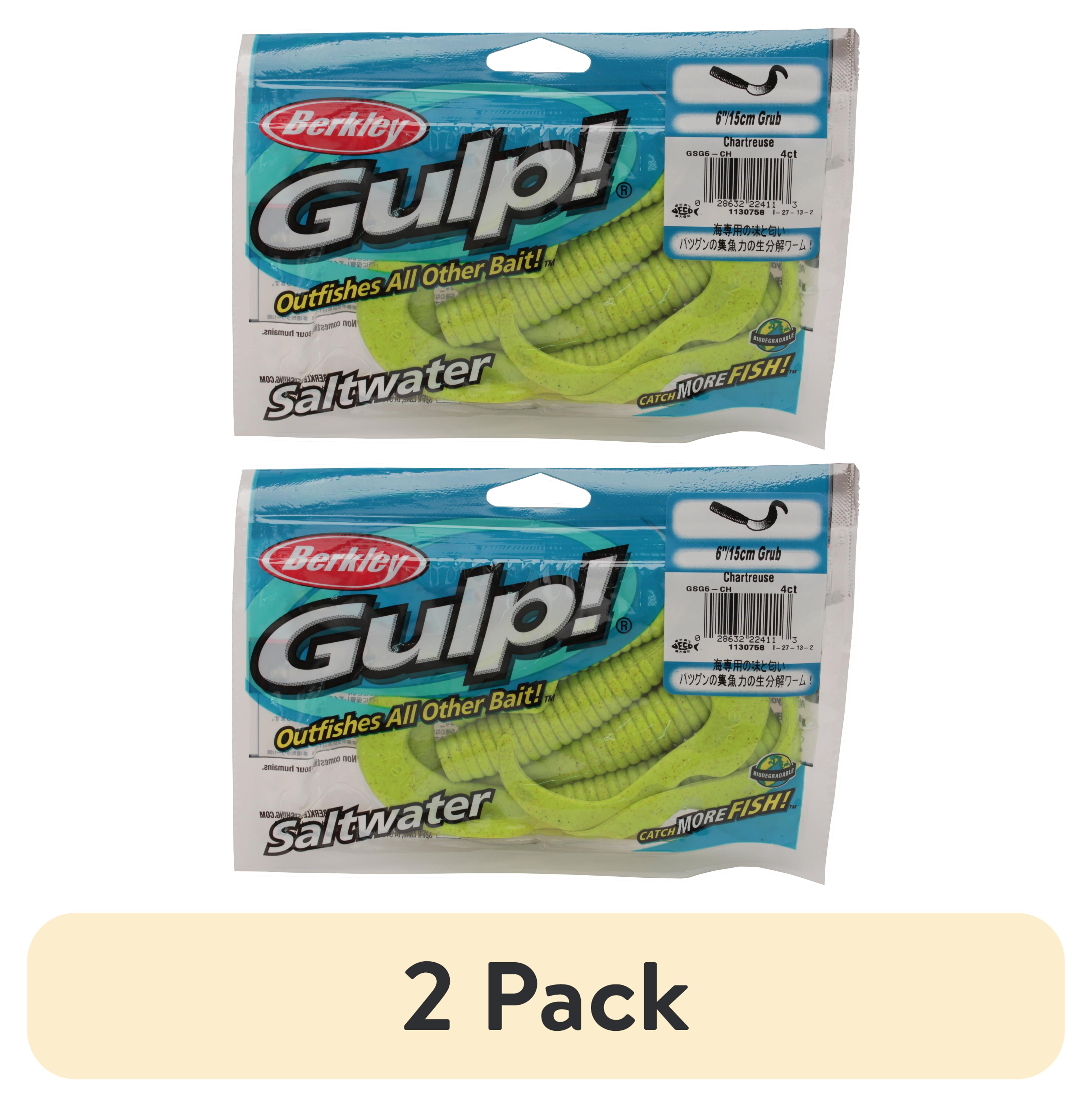 (2 pack) Berkley Gulp! Saltwater Grub Fishing Soft Bait, Chartreuse ...