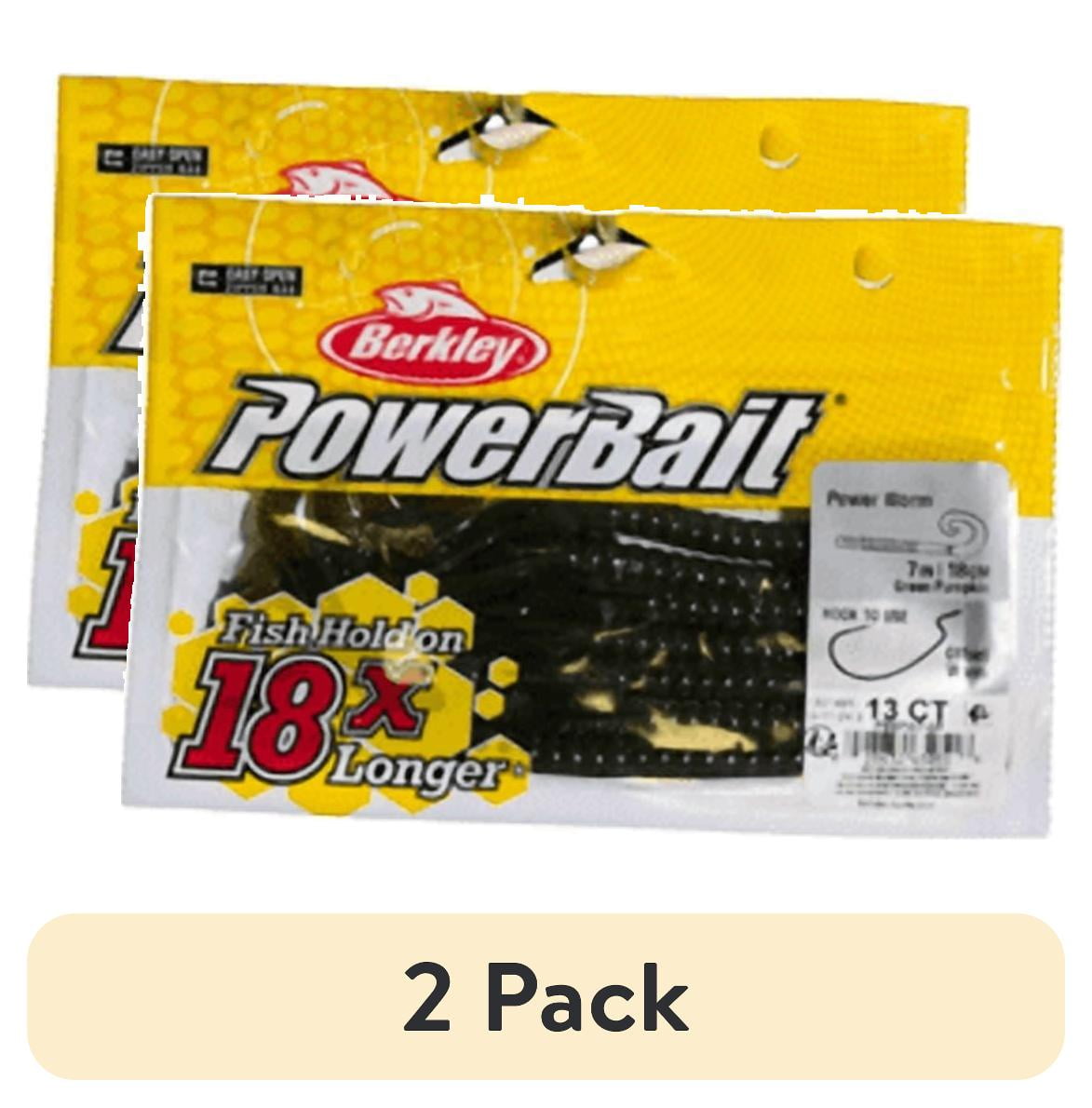 (2 pack) Berkley PowerBait® Power Worm Fishing Bait, Green Pumpkin, 7in ...