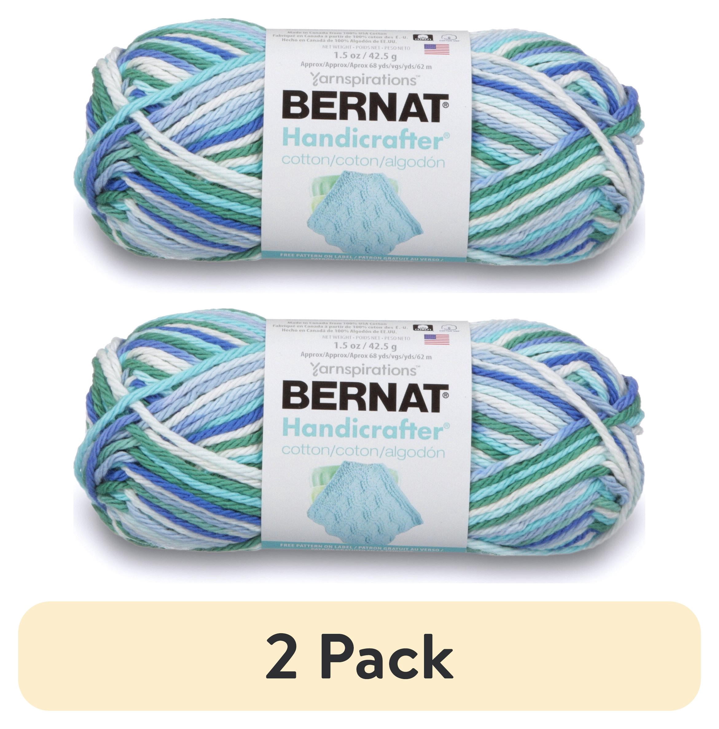(2 pack) Bernat Handicrafter 4 Medium Cotton Yarn, Neptune Ombre 1.5oz ...