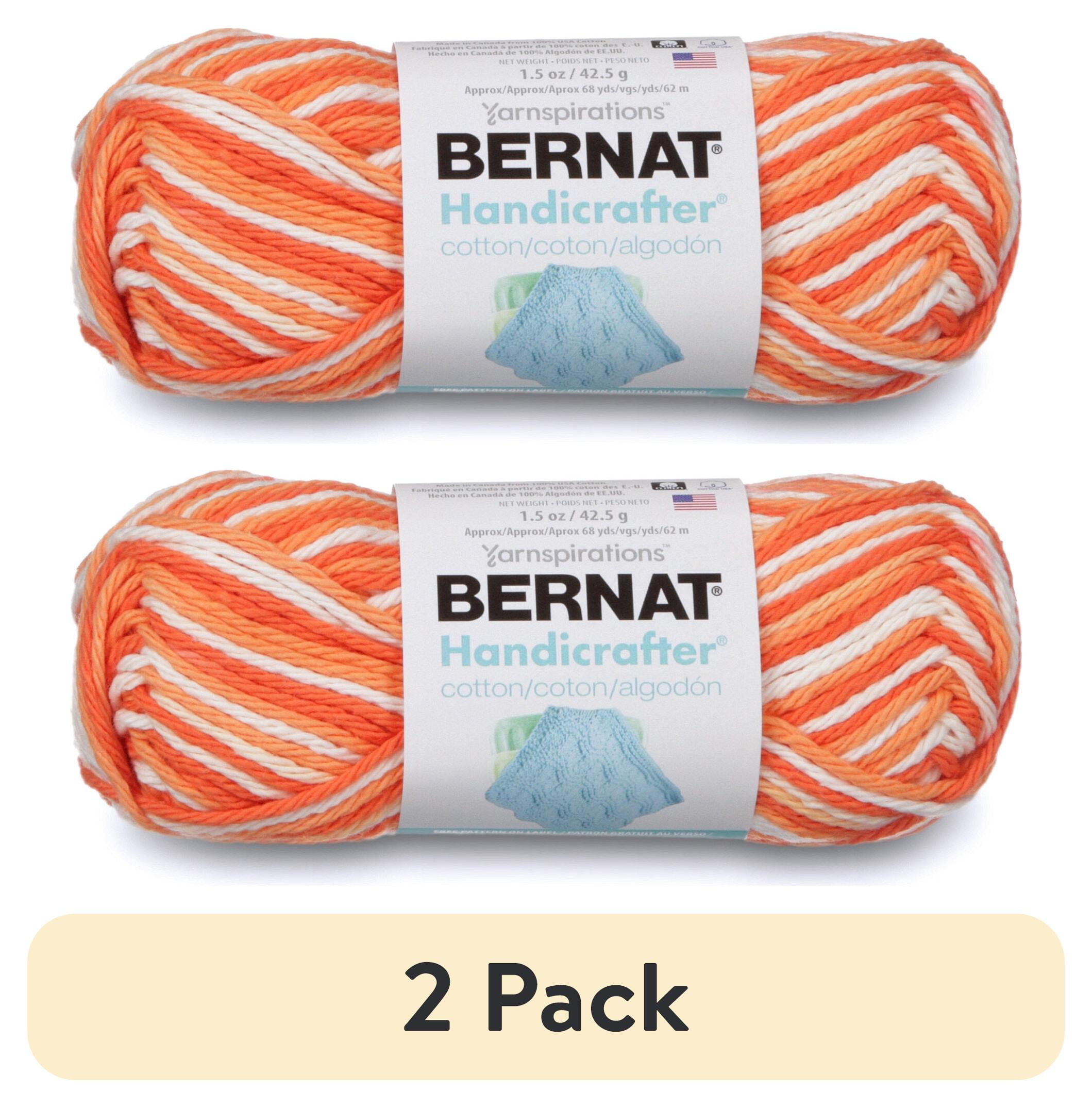 (2 pack) Bernat Handicrafter 4 Medium Cotton Yarn, Poppy Ombre 1.5oz/42 ...