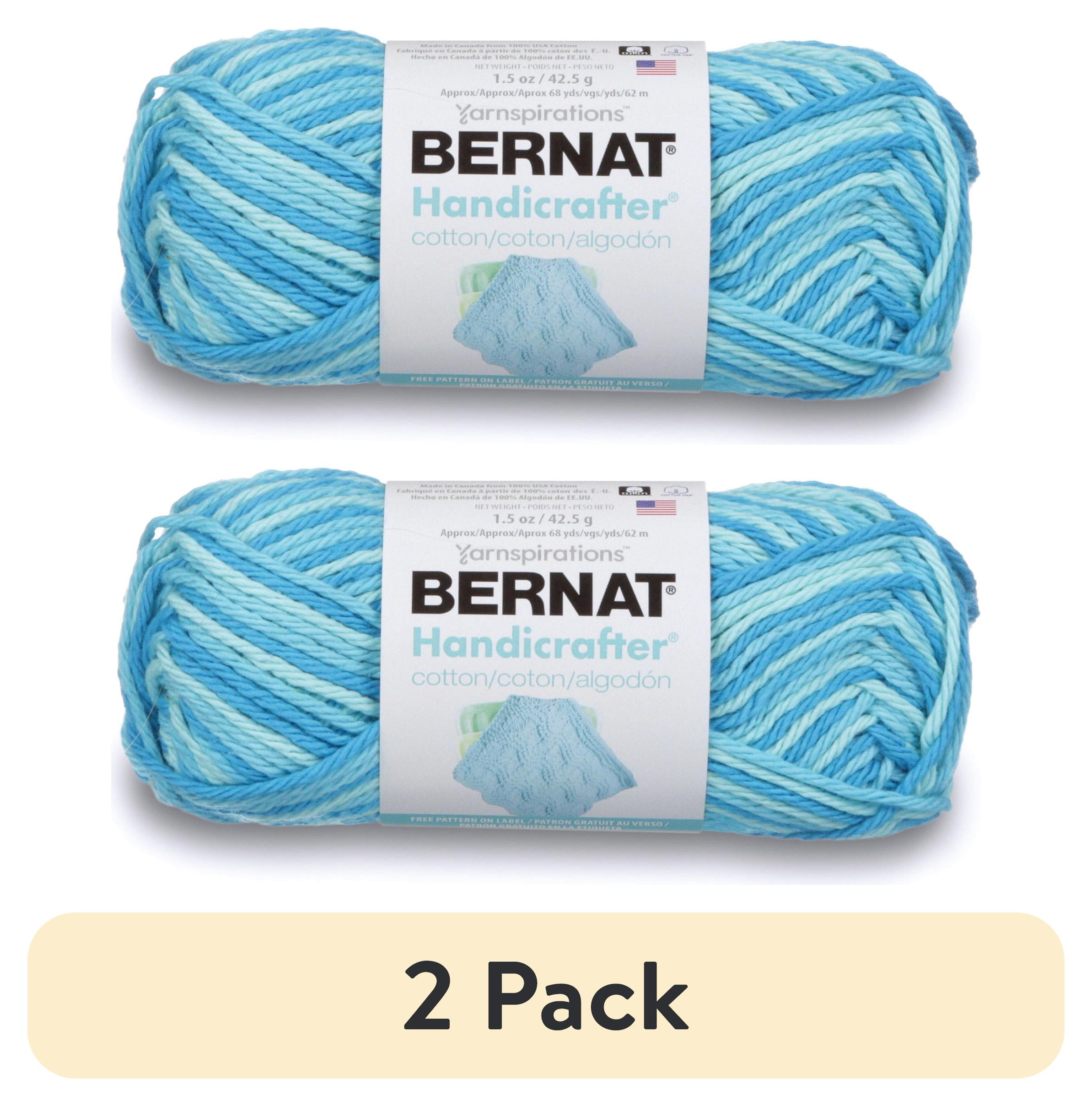(2 pack) Bernat Handicrafter 4 Medium Cotton Yarn, Swimming Pool Ombre ...