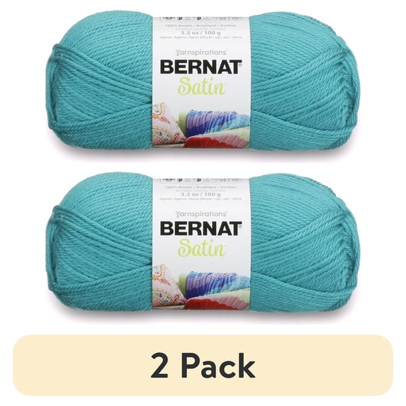 (2 pack) Bernat Satin Yarn (100G.3.5Oz), Aqua - Walmart.com