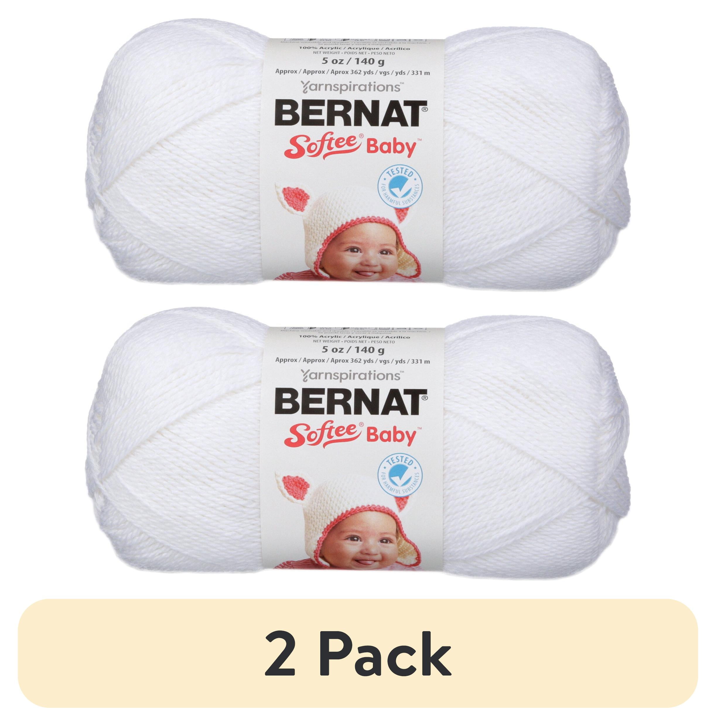 (2 pack) Bernat Softee Baby Yarn, White, 5oz(140g), Light, Acrylic ...