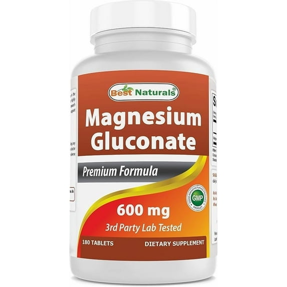 (2 pack) Best Naturals Magnesium Gluconate 600 mg 180 Tablets - Walmart.com