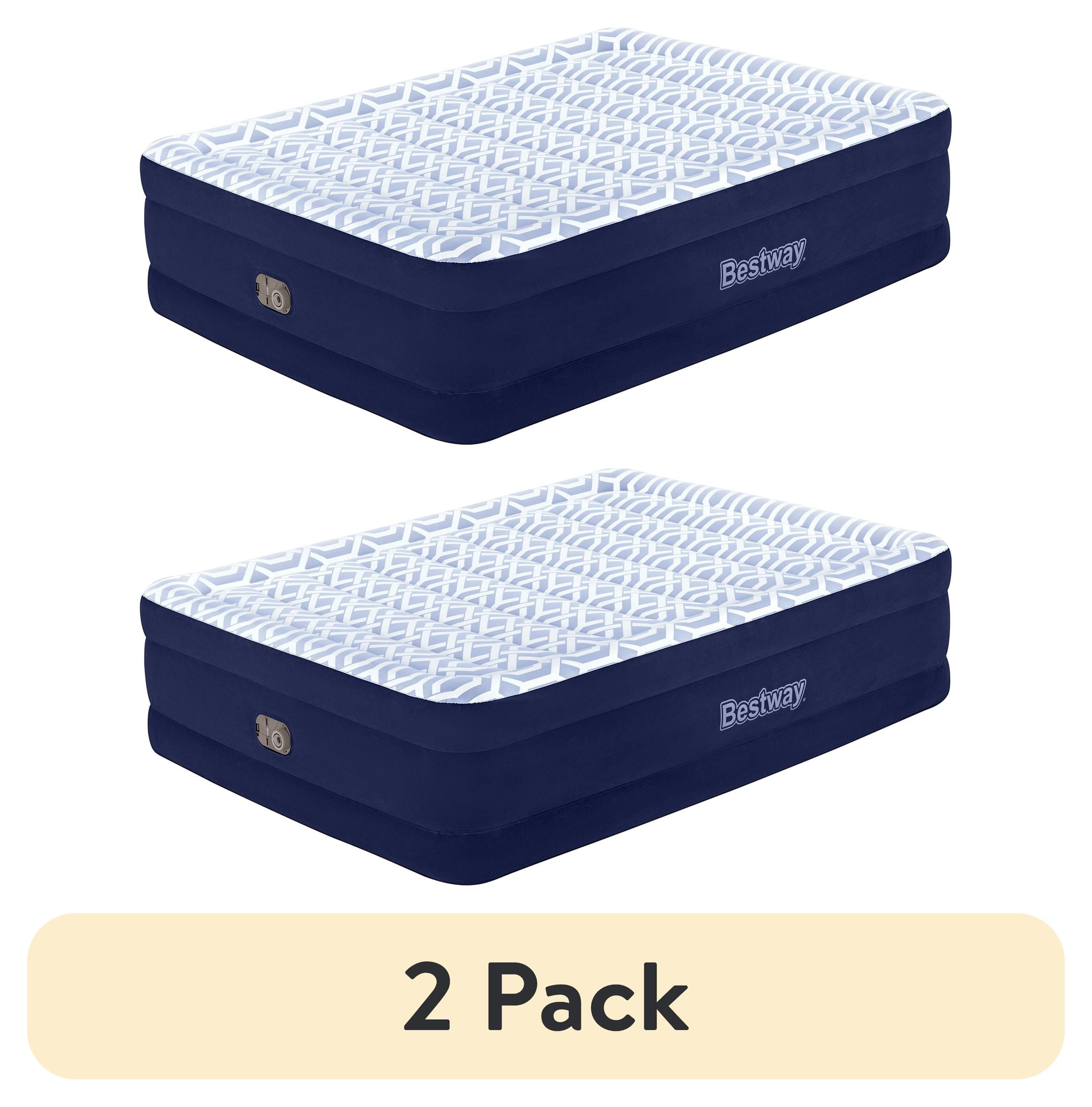 (2 pack) Bestway Tritech Fashion Flock Air Mattress Queen 20” with Built-in AC Pump - Walmart.com