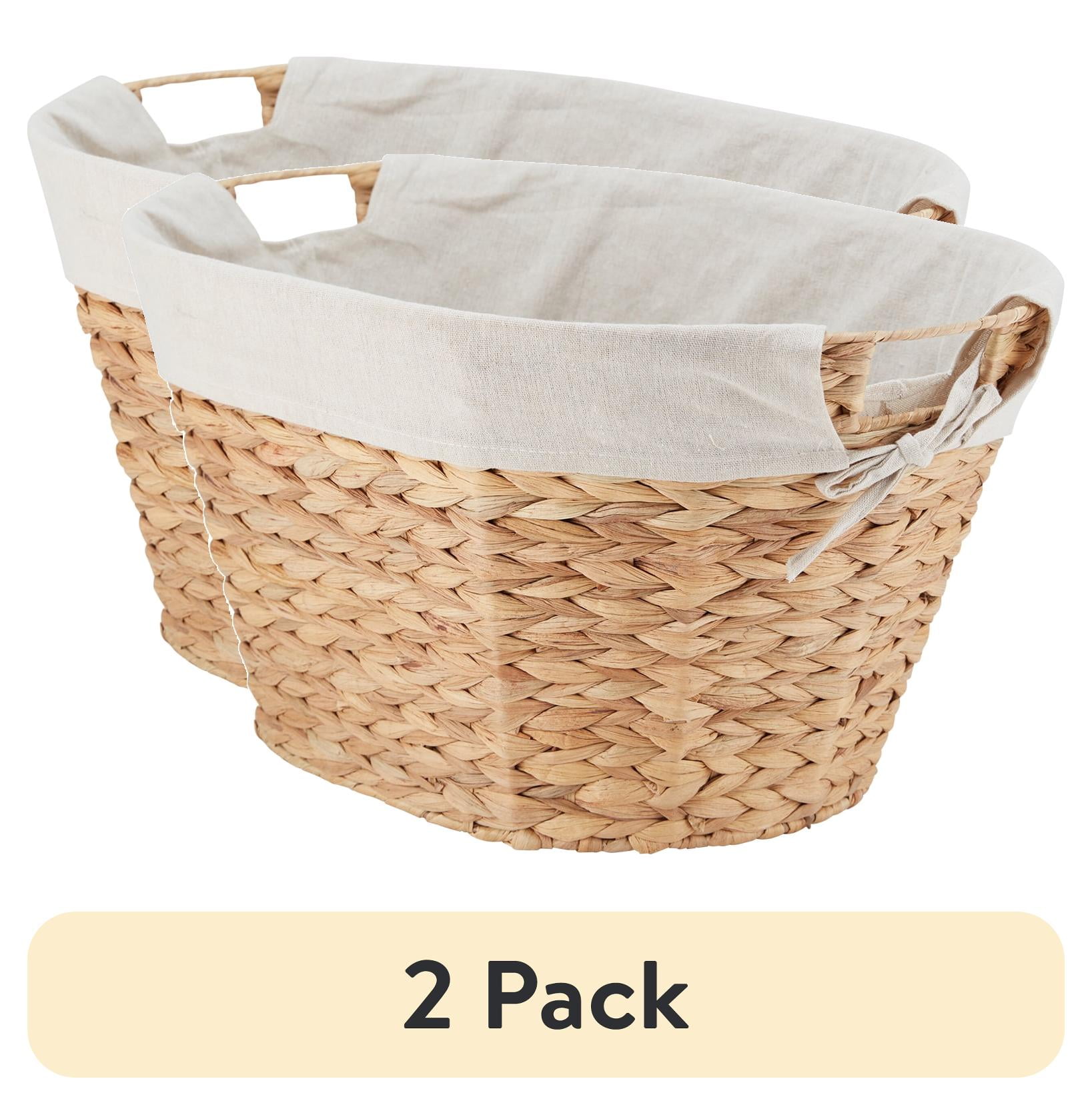 (2 pack) Better Home & Gardens, Braided Water Hyacinth, Laundry Basket ...