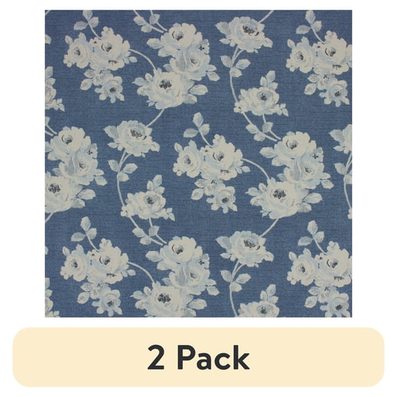 (2 pack) Better Homes & Gardens 100% Cotton Floral Blooms Blue, 2 Yard ...