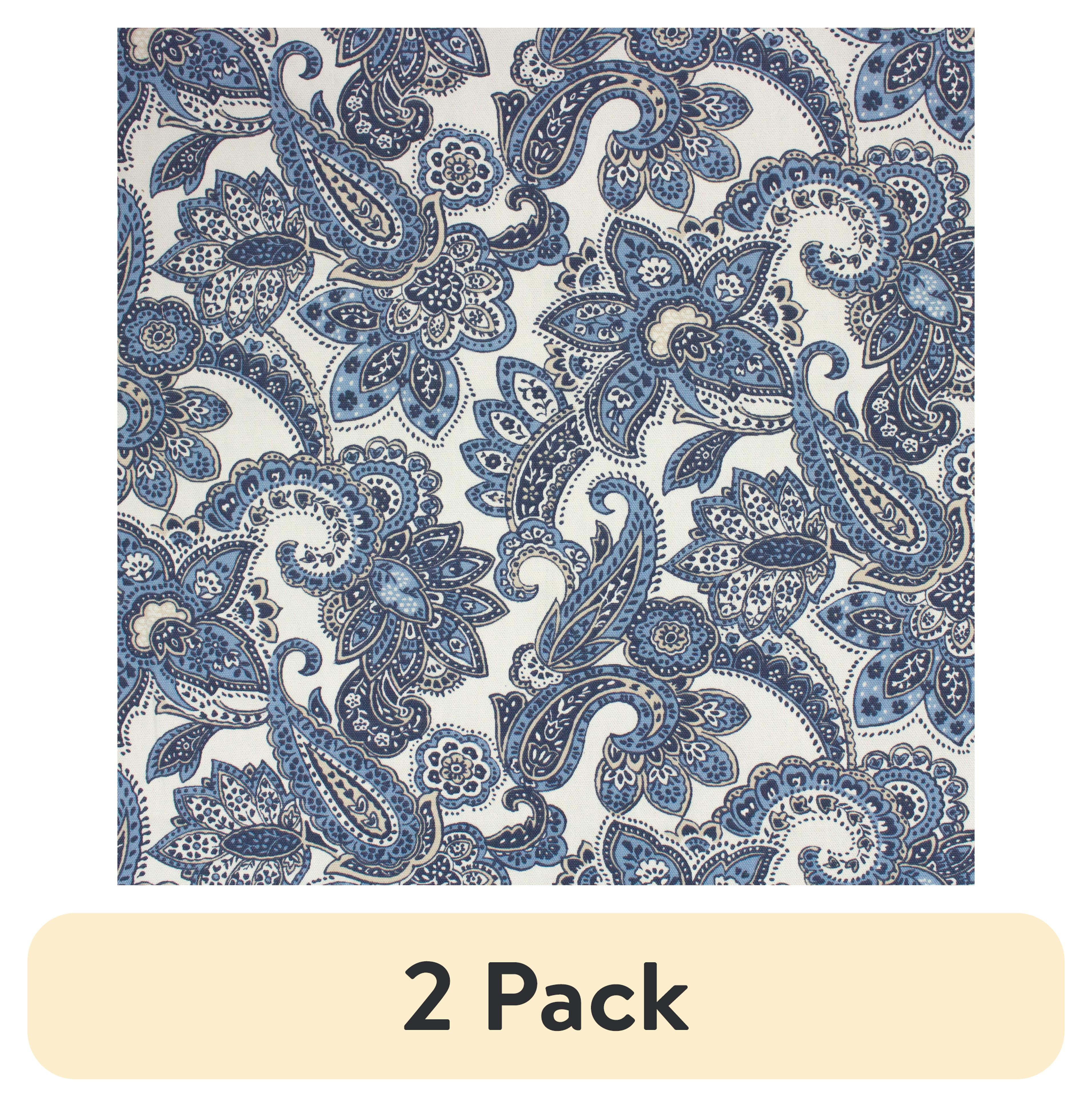 (2 pack) Better Homes & Gardens 100% Cotton Paisley Jacobean Blue, 2 ...