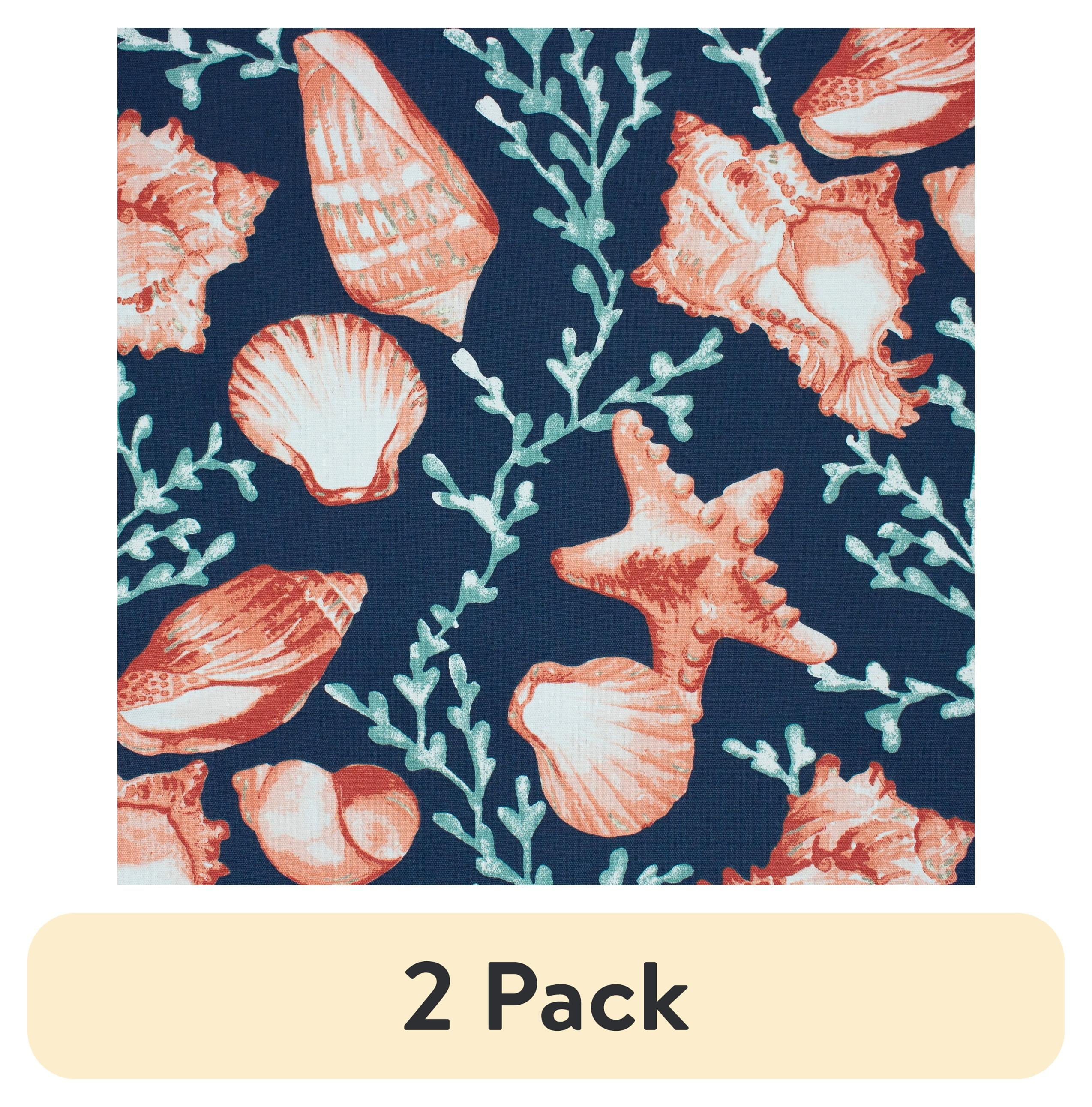 (2 pack) Better Homes & Gardens 100% Cotton Shells & Reef Coral Blue, 2 ...