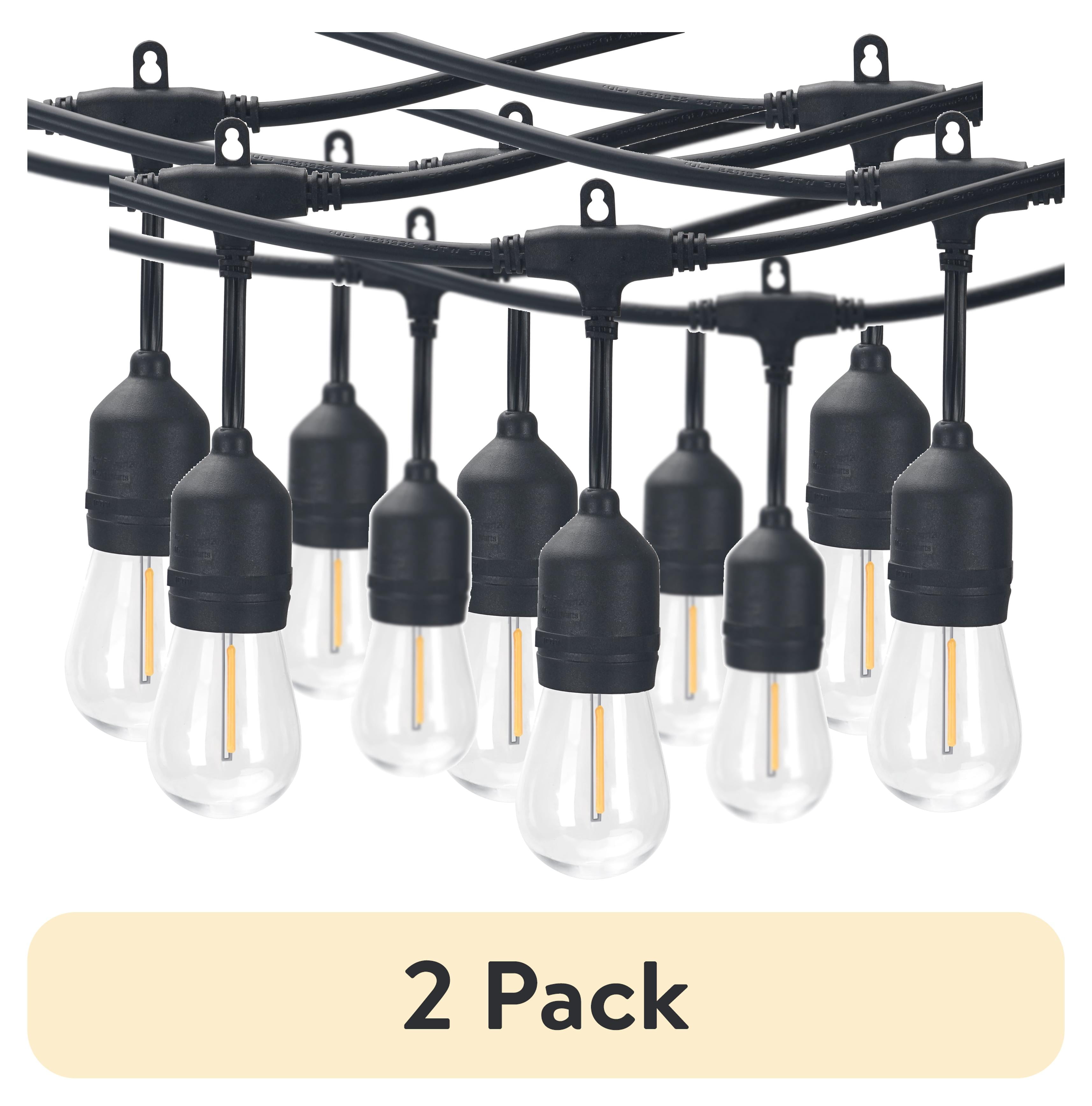 (2 pack) Better Homes & Gardens 12-Foot Outdoor Commercial String Light ...