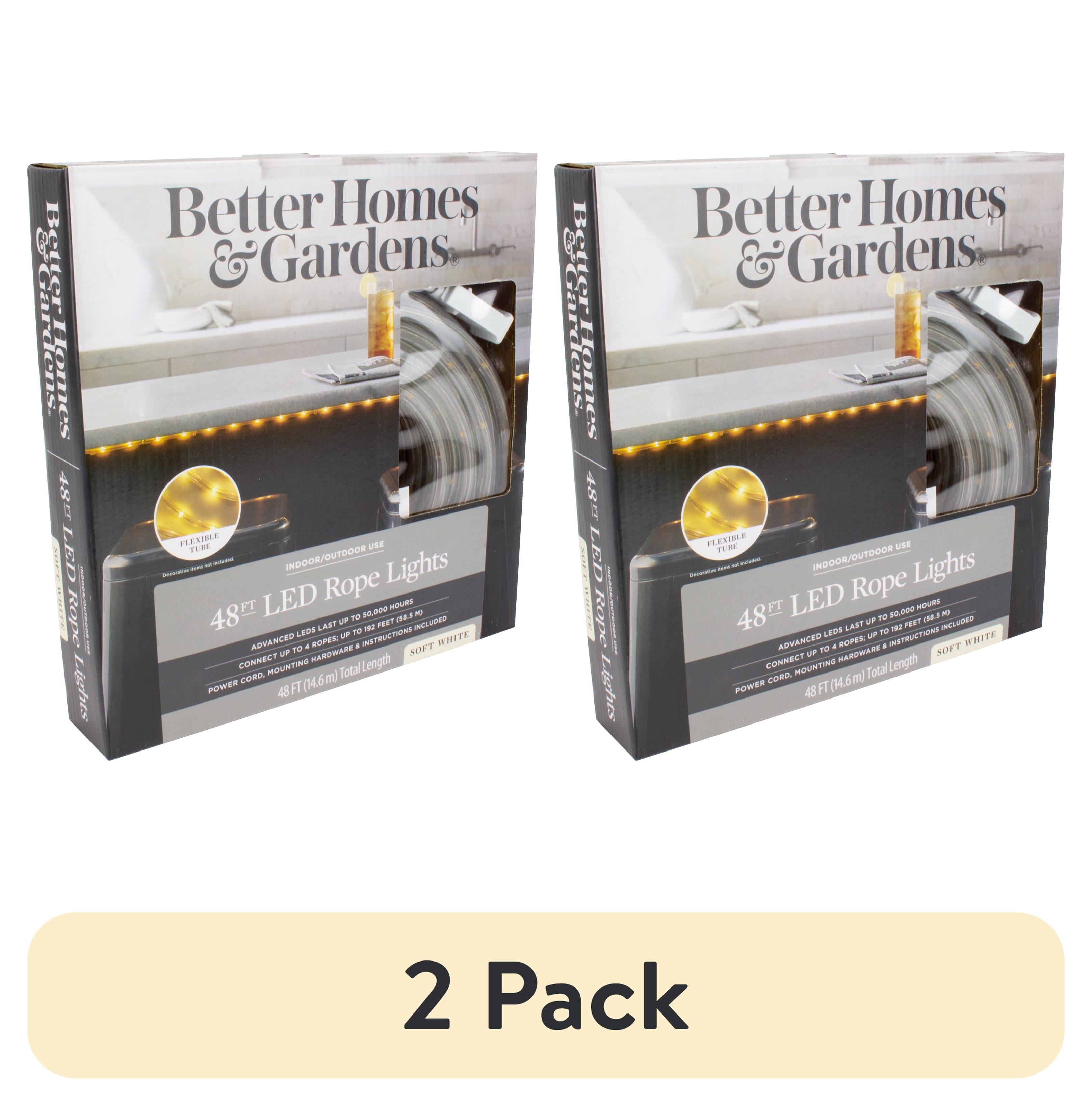 (2 pack) Better Homes & Gardens 48' 21.6W Soft White LED Plug-in Rope ...