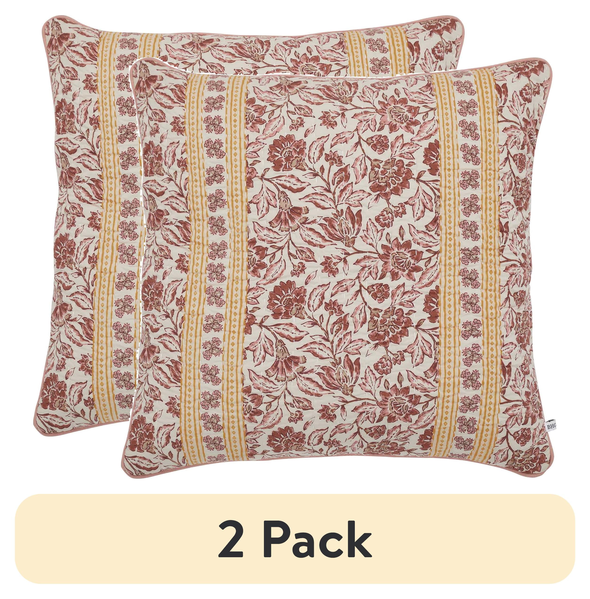 (2 pack) Better Homes & Gardens 20" x 20" Burgundy Red Block Print ...