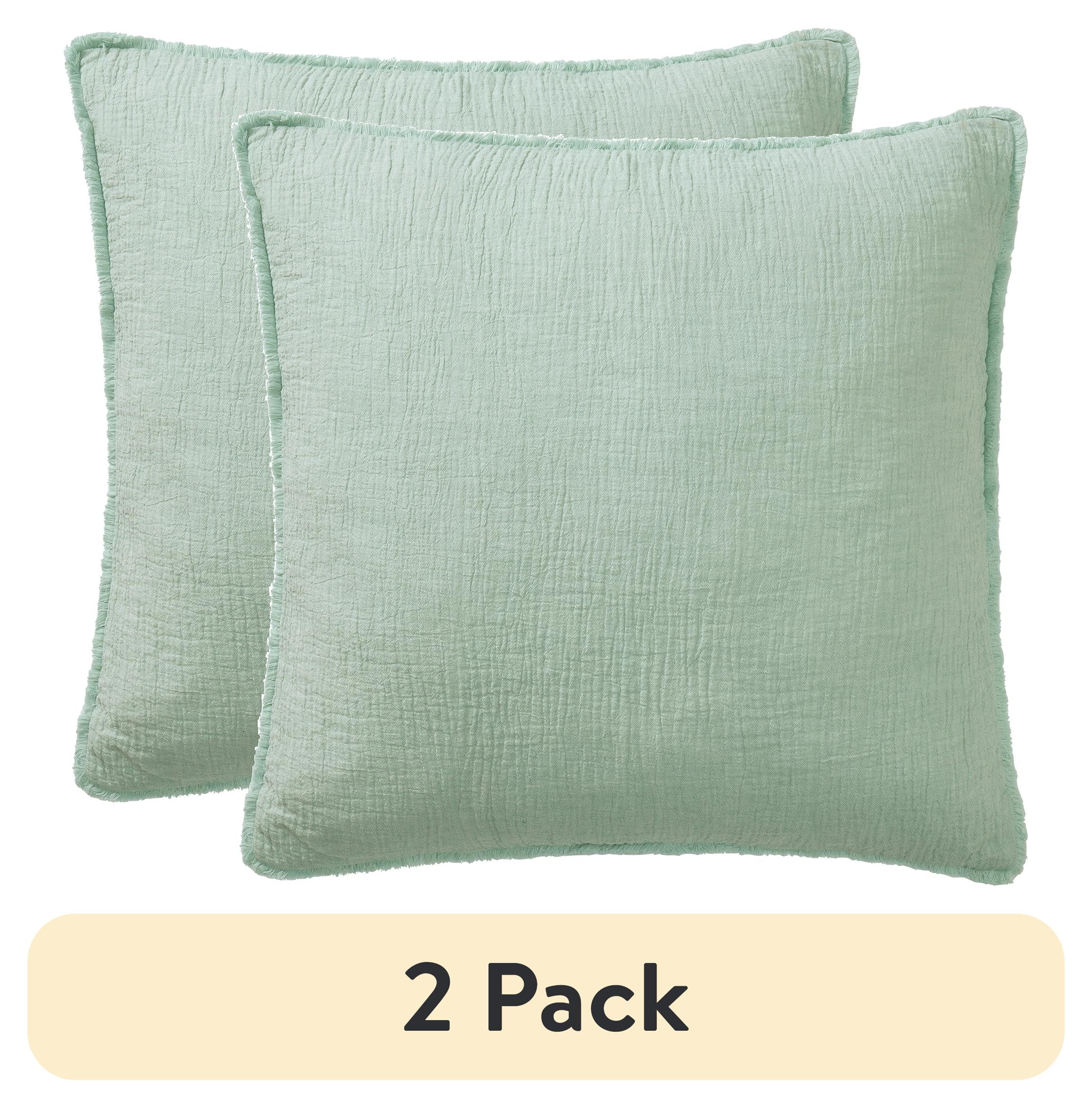 Homes & Gardens Seafoam Green Fringe Pillow - 22x22 - Walmart.com