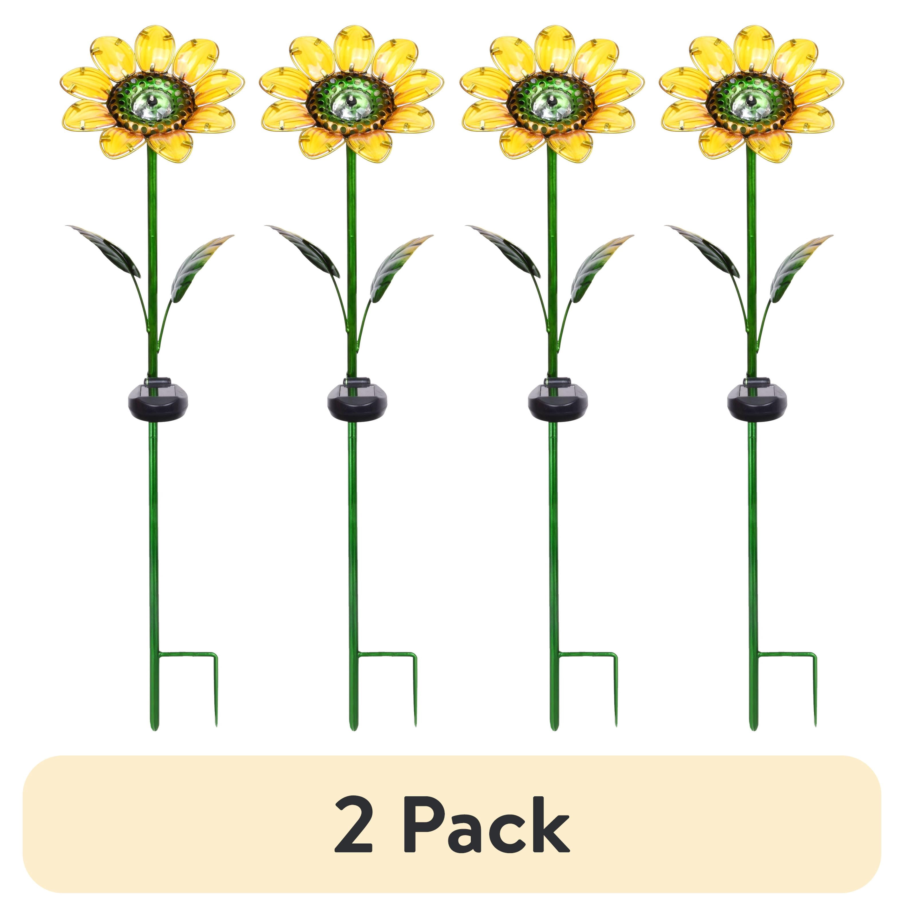 (2 pack) Better Homes & Gardens 30.3" Sunflower Solar Powered Glass ...