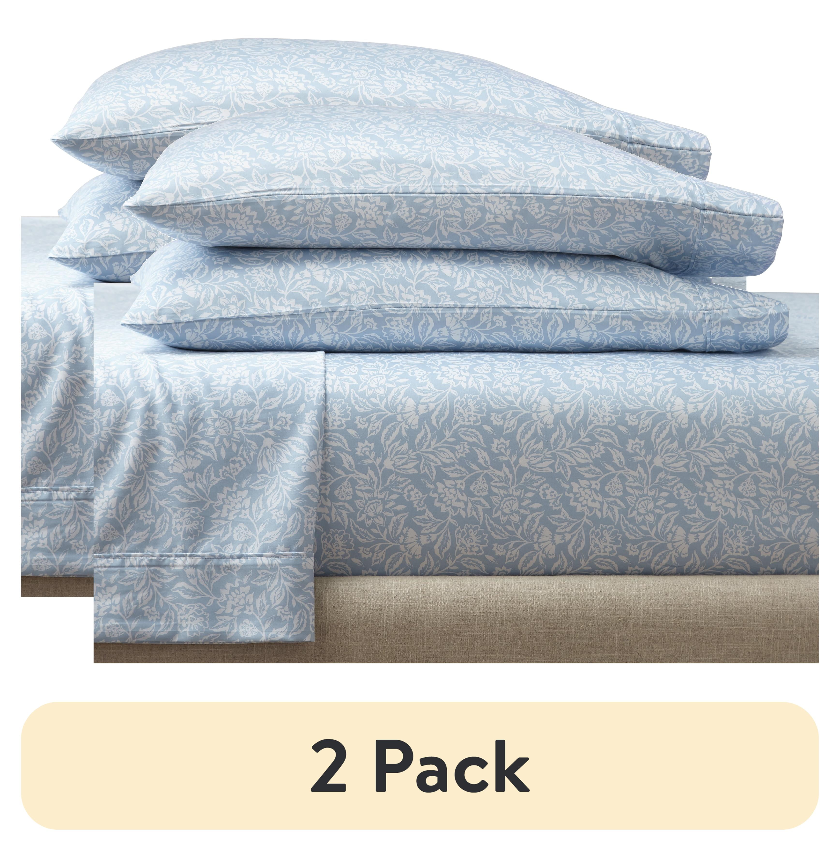 (2 pack) Better Homes & Gardens 2-Piece 300 Thread Count Floral Blue ...