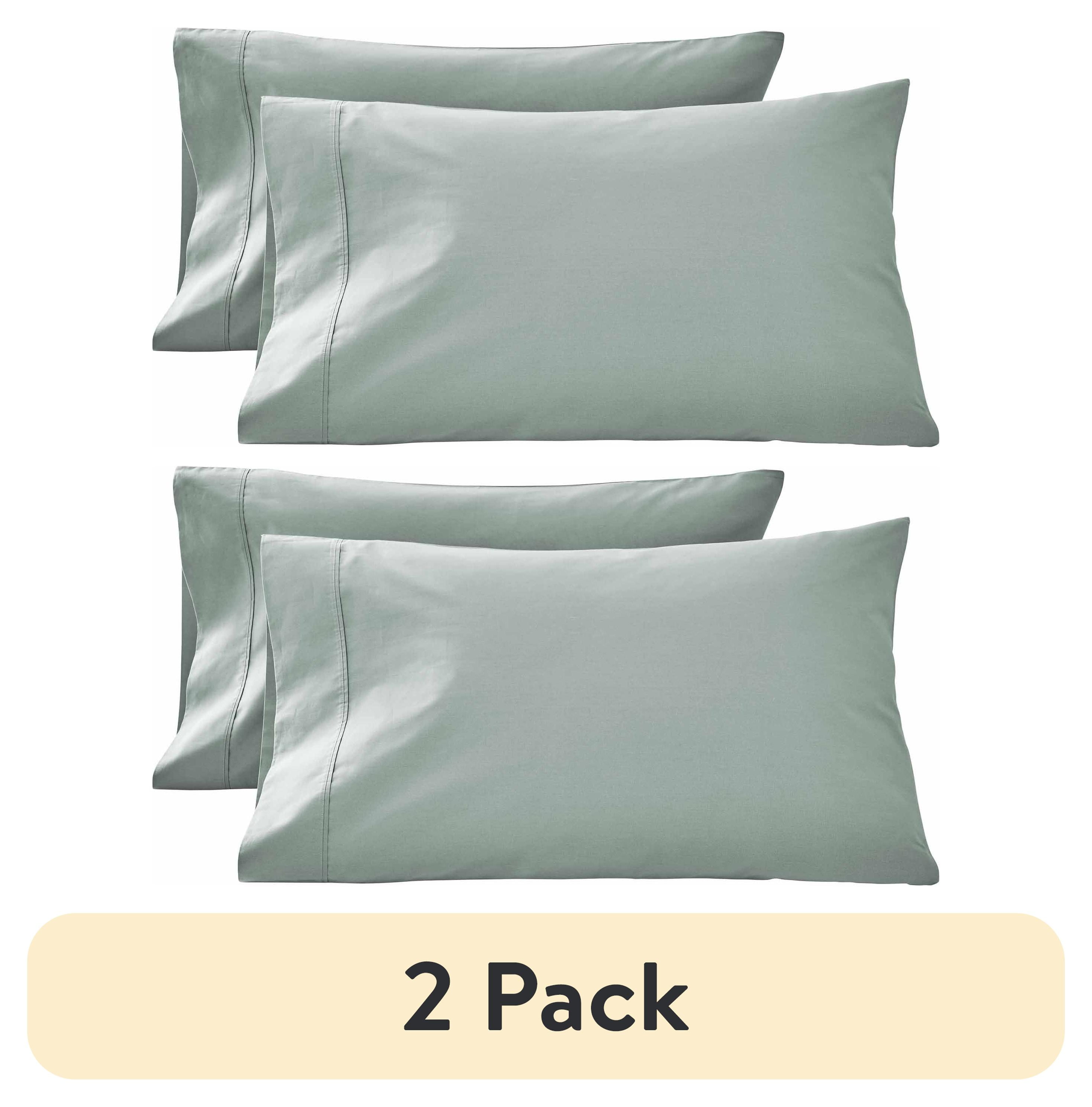 Better Homes & Gardens Cotton Percale Pillowcases Queen Sage Green 300 ...
