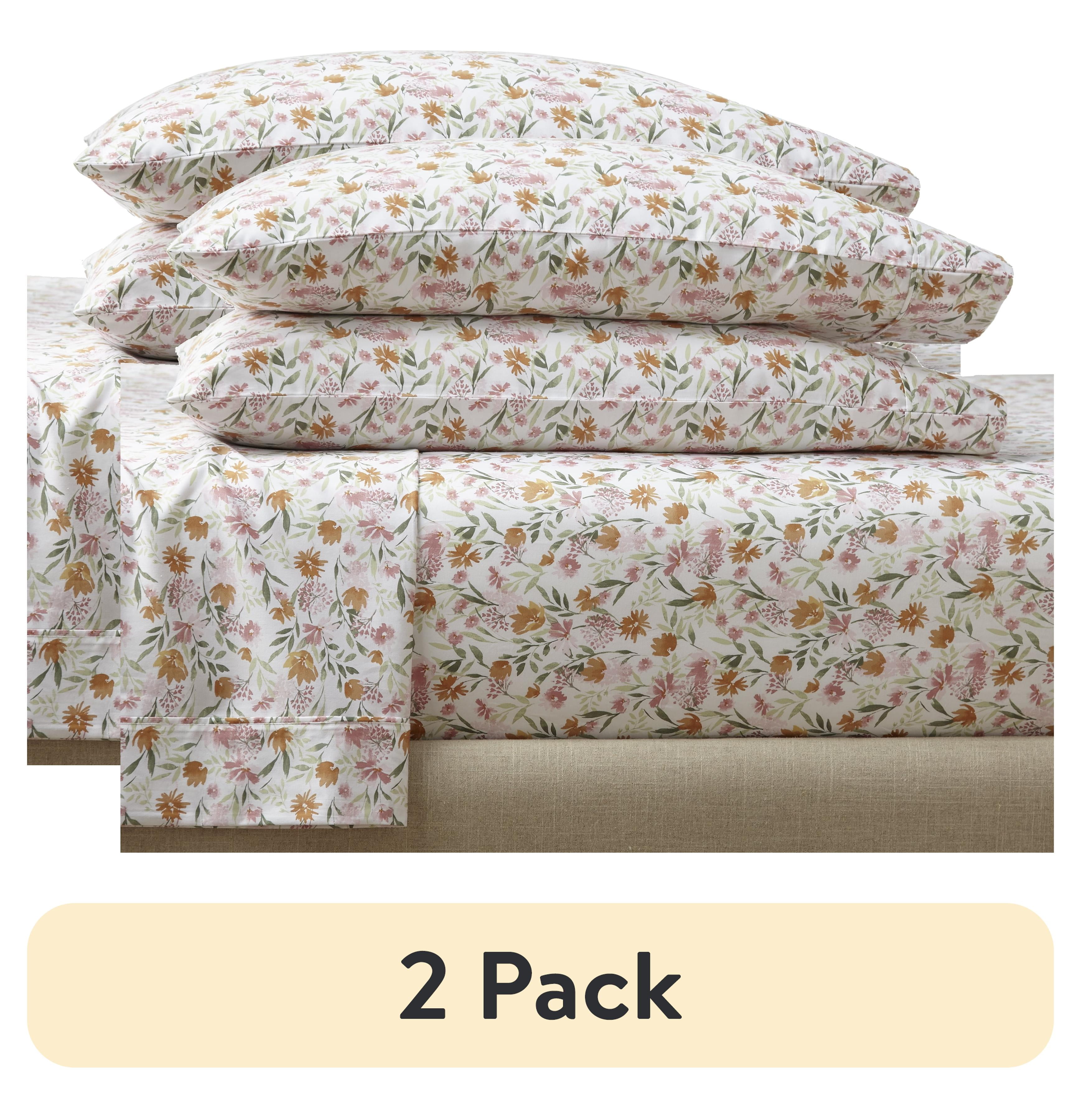 (2 pack) Better Homes & Gardens 4-Piece 300 Thread Count Bashful Blooms ...