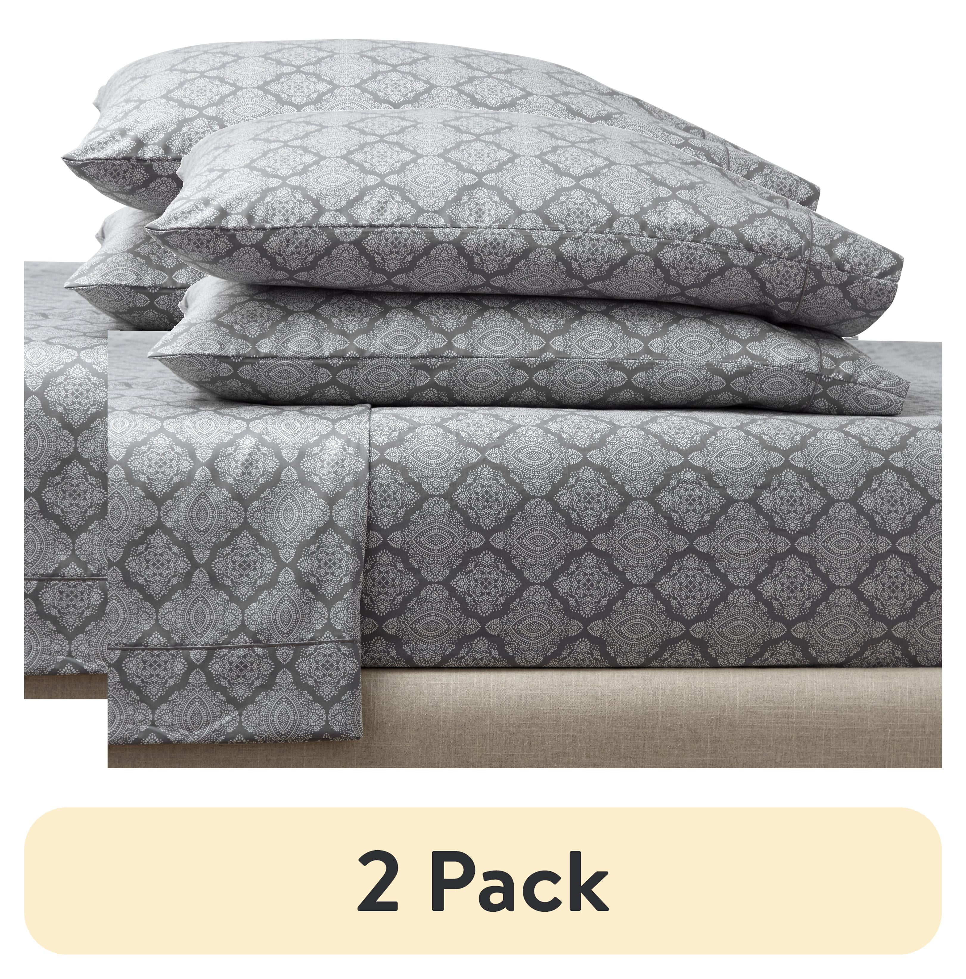 (2 pack) Better Homes & Gardens 4-Piece 400 Thread Count Ogee Grey ...