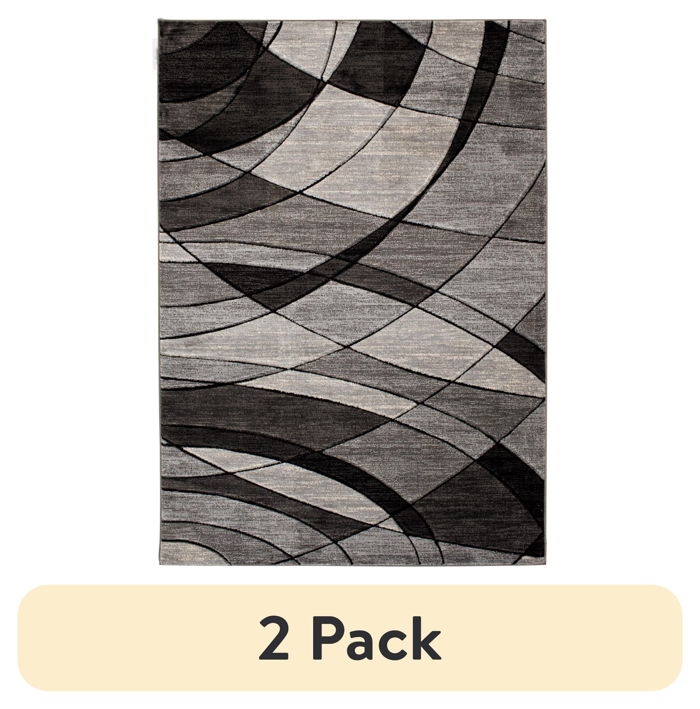 (2 pack) Better Homes & Gardens 7'6"x9'6" Gray Abstract Indoor Area Rug ...