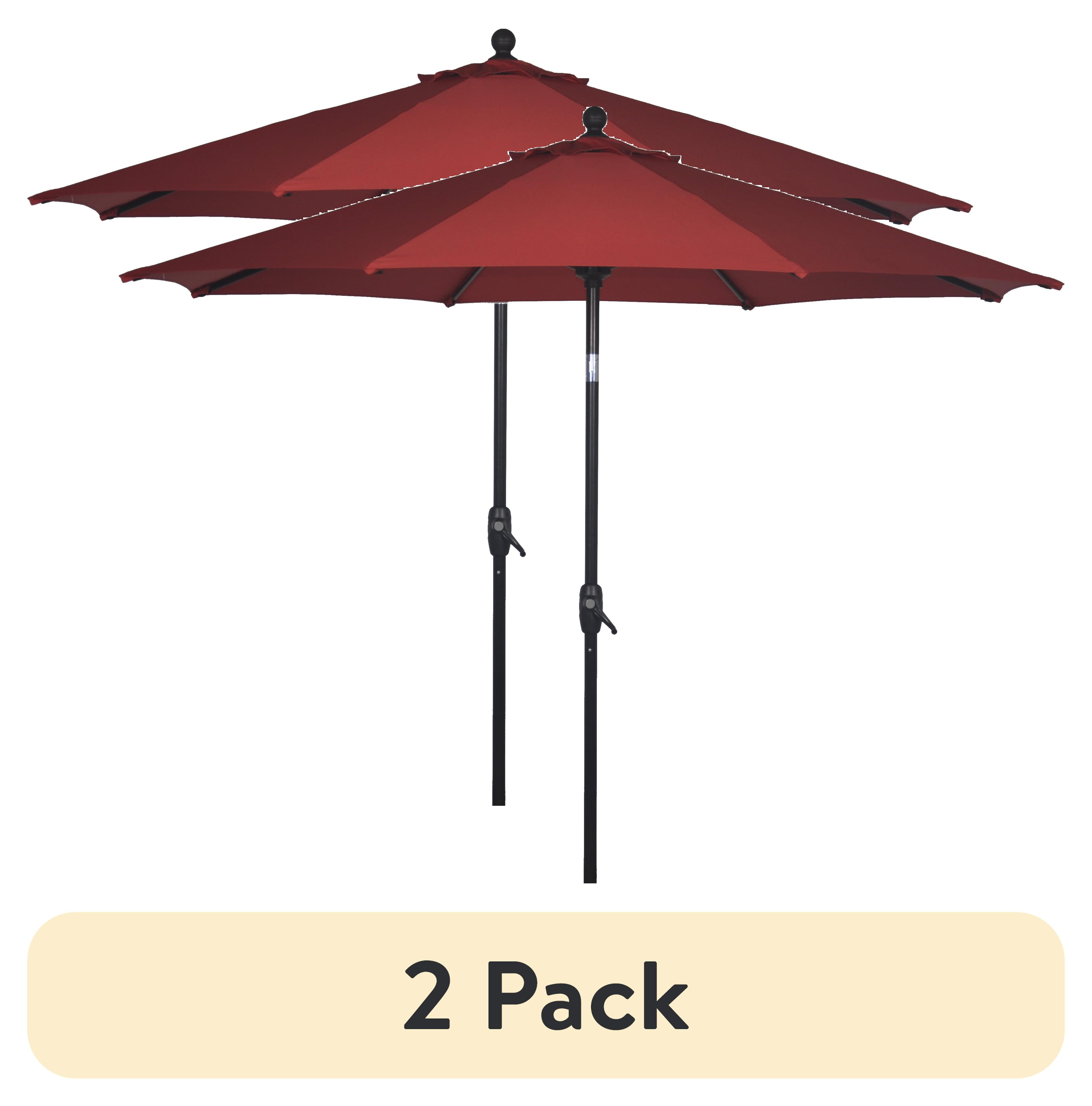 (2 pack) Better Homes & Gardens 9ft Red Solid Print Round Tilting Crank ...