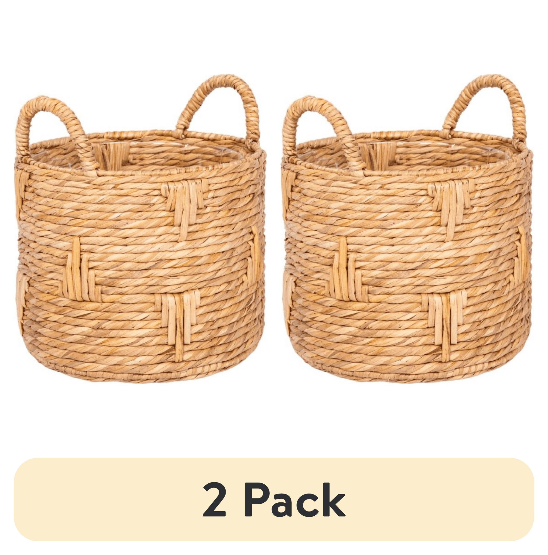 (2 pack) Better Homes & Gardens Athena 12" Round Bulrush Basket Planter ...