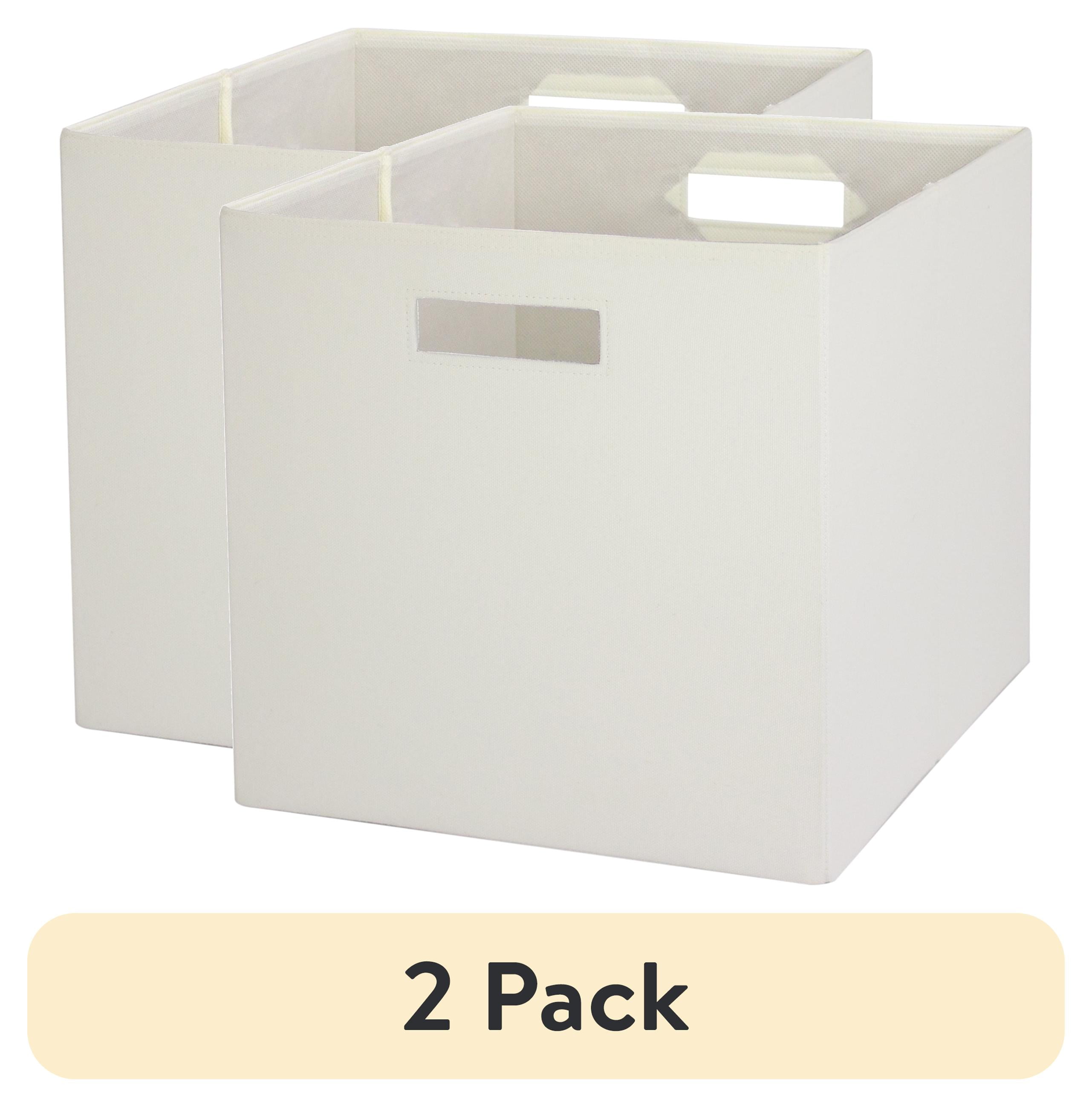 (2 pack) Better Homes & Gardens Collapsible Fabric Cube Storage Bin, Ivory - Walmart.com