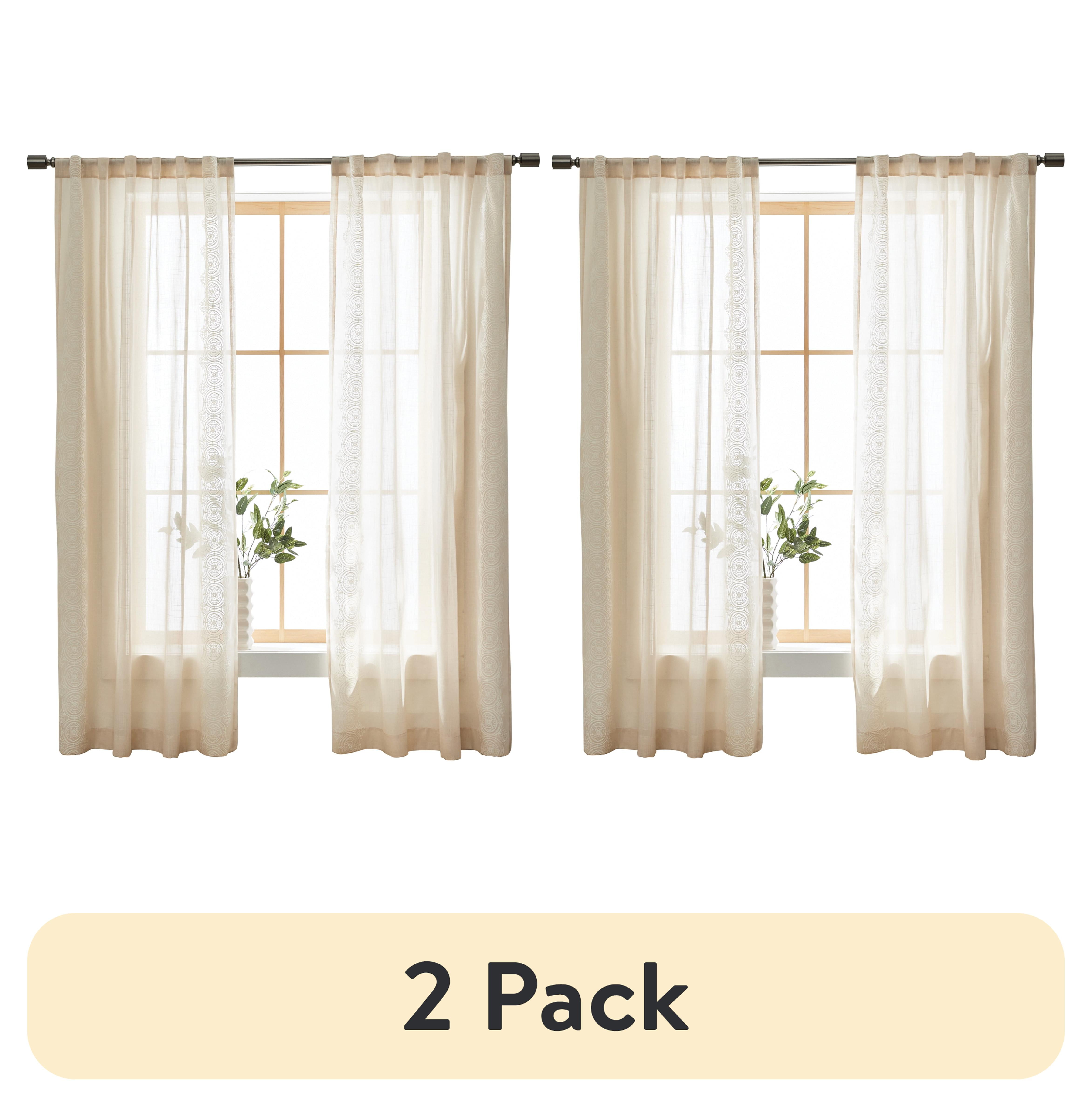 (2 pack) Better Homes & Gardens Embroidered Border Curtain Single Panel ...