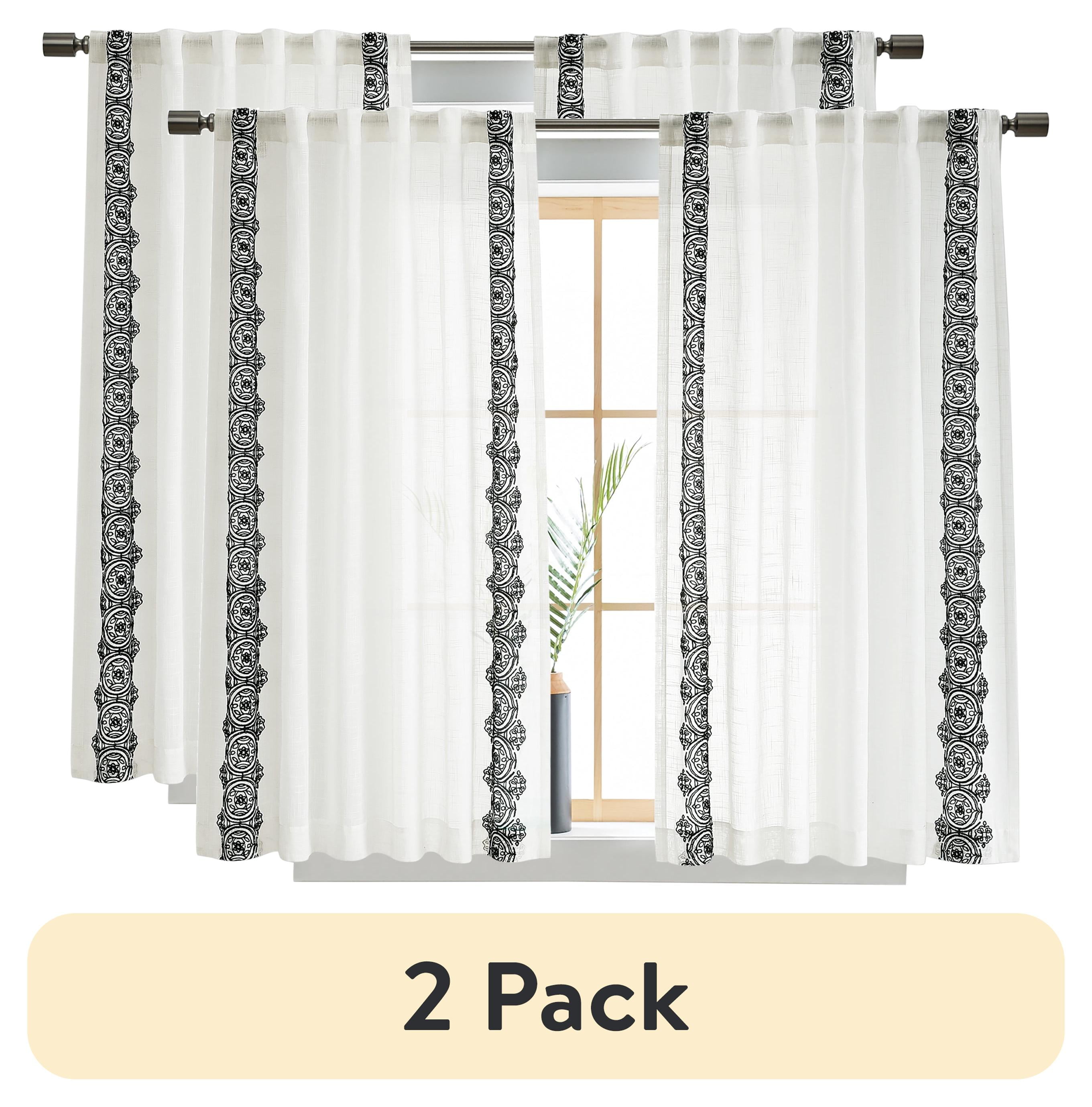 (2 pack) Better Homes & Gardens Embroidered Border Curtain Single Panel ...