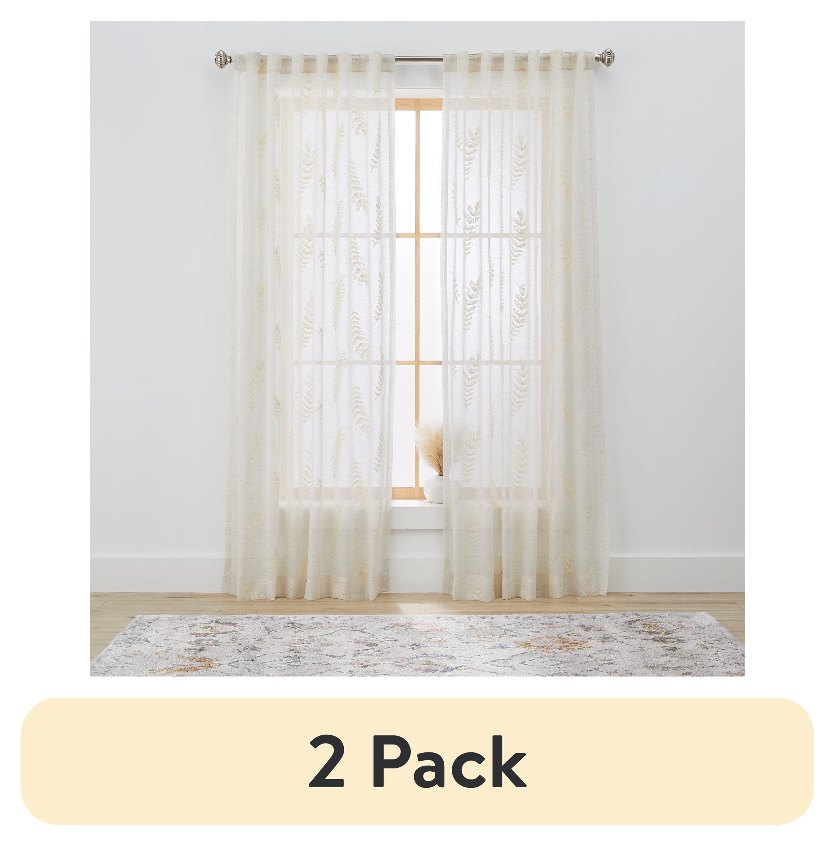 Better Homes & Gardens Sheer Embroidered Curtain Panel, Papyrus Beige ...
