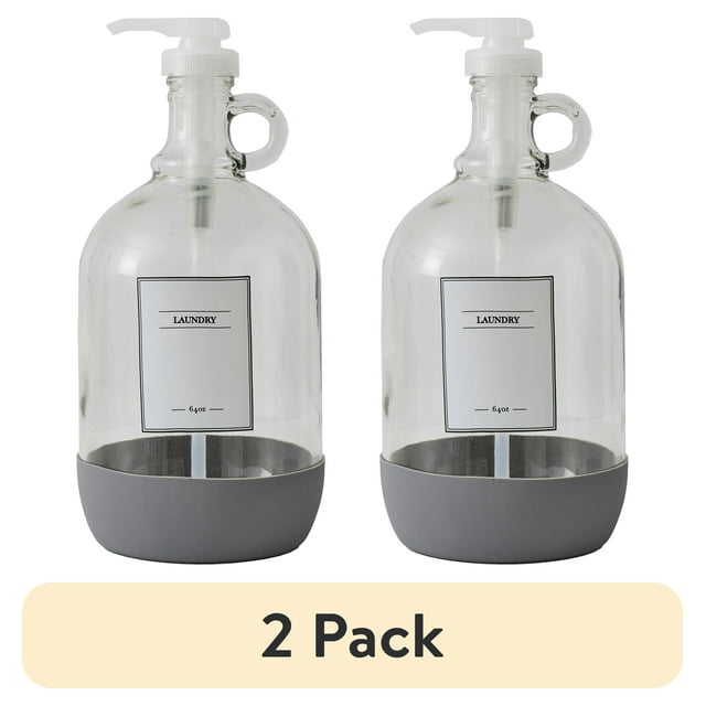 (2 pack) Better Homes & Gardens Glass Laundry Detergent Dispenser, 64 ...