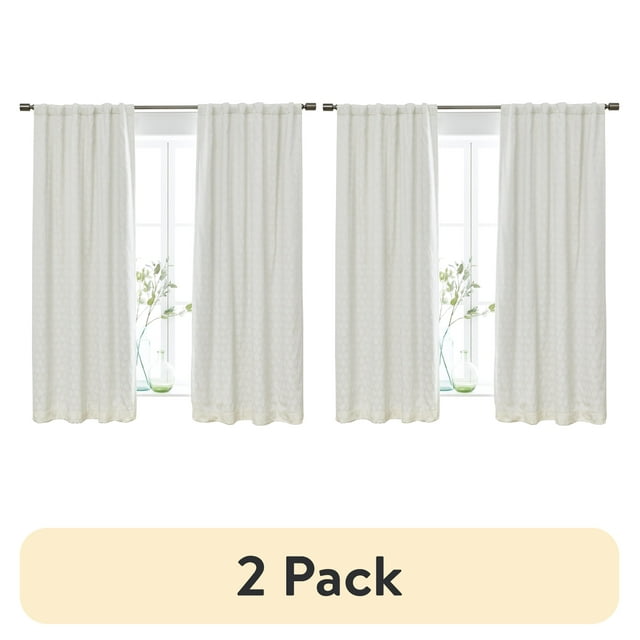 Better Homes & Gardens Jacquard Velvet Blackout Curtain Panel Vanilla Dream 50x84 - Walmart.com