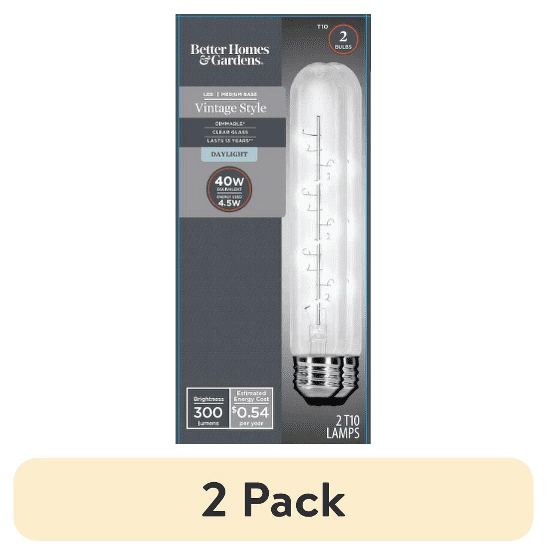 (2 pack) Better Homes & Gardens LED Vintage Light Bulb, T10, 40W Eqv ...