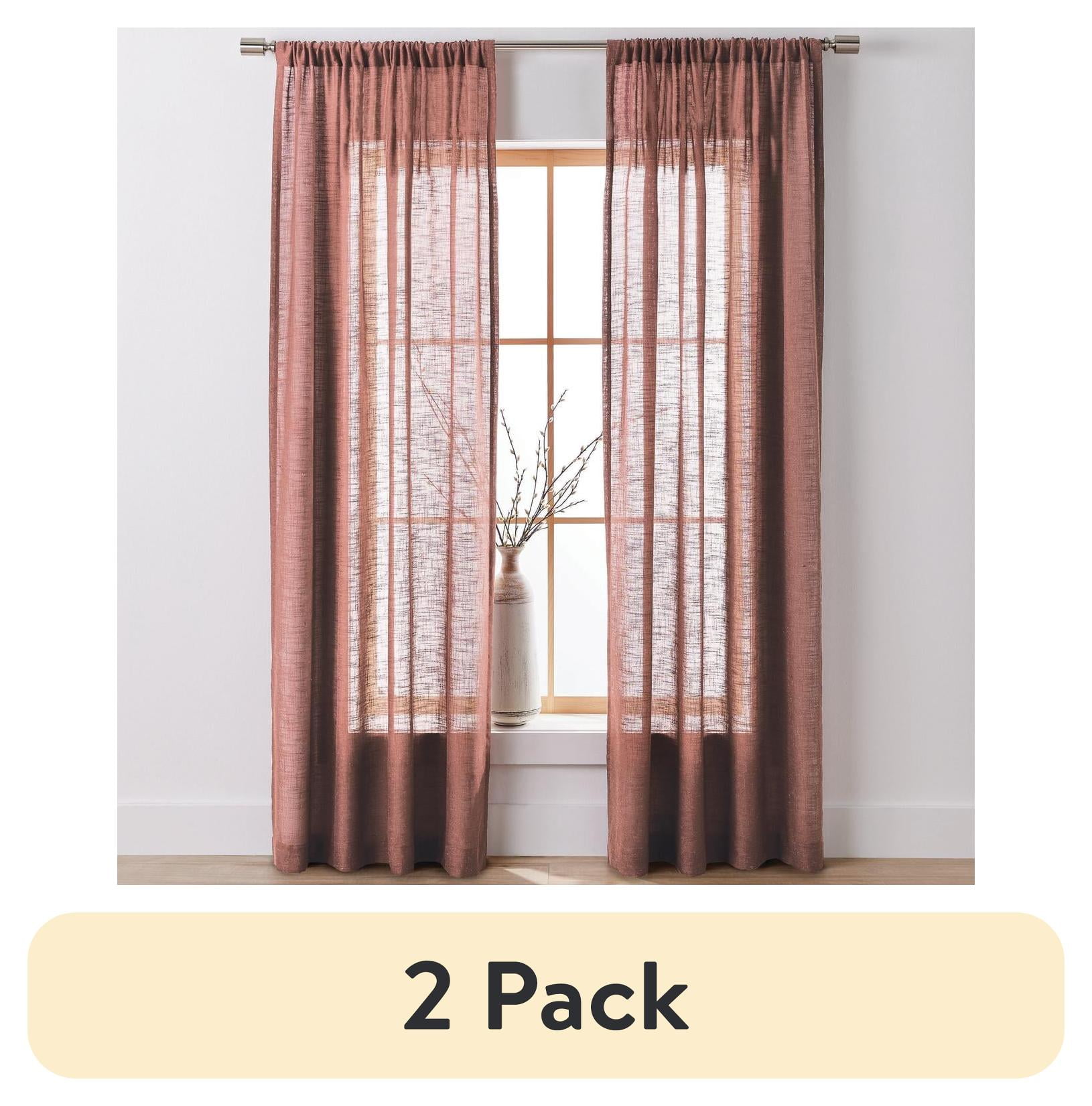 (2 pack) Better Homes & Gardens Light Filtering Linen Blend Rod Pocket Curtain, Single Panel ...