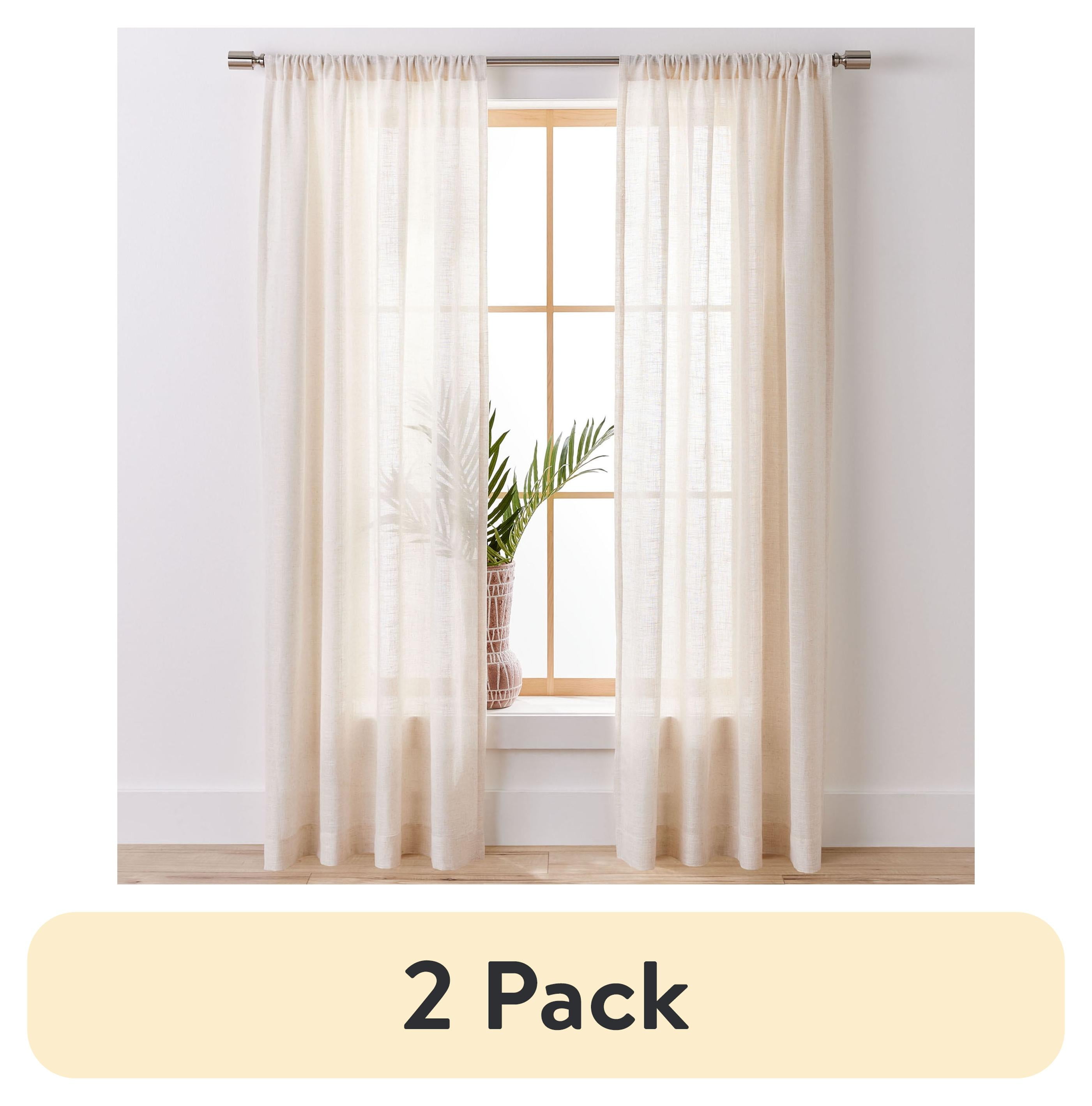 (2 pack) Better Homes & Gardens Light Filtering Linen Blend Rod Pocket ...