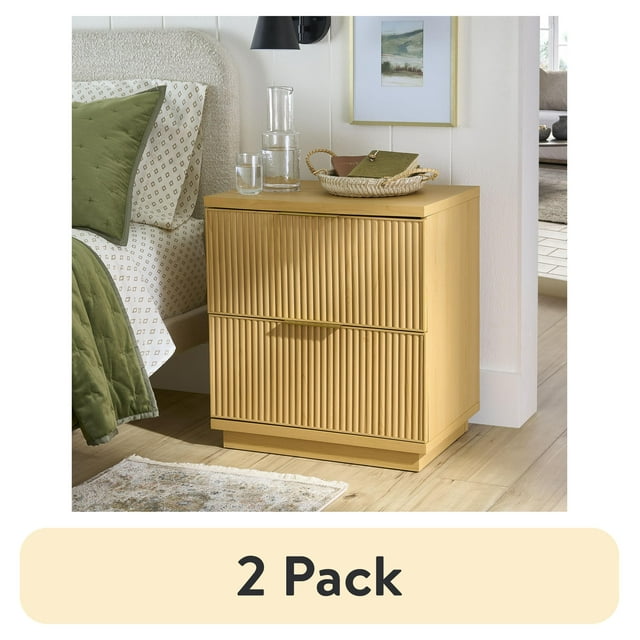 (2 pack) Better Homes & Gardens Lillian Fluted 2-Drawer Nightstand with ...